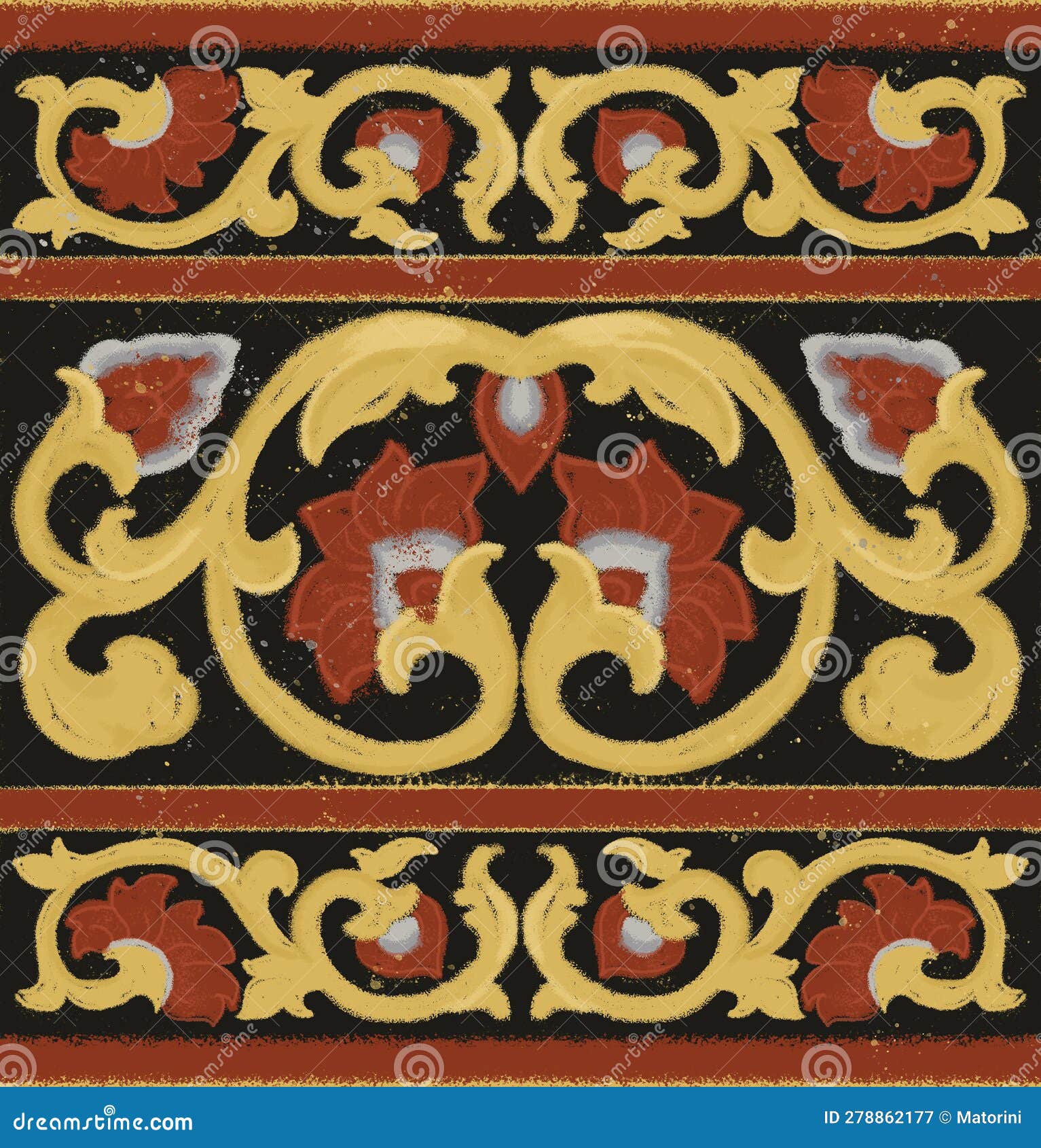 Stylized Floral Medieval Border Stock Illustration - Illustration of ...