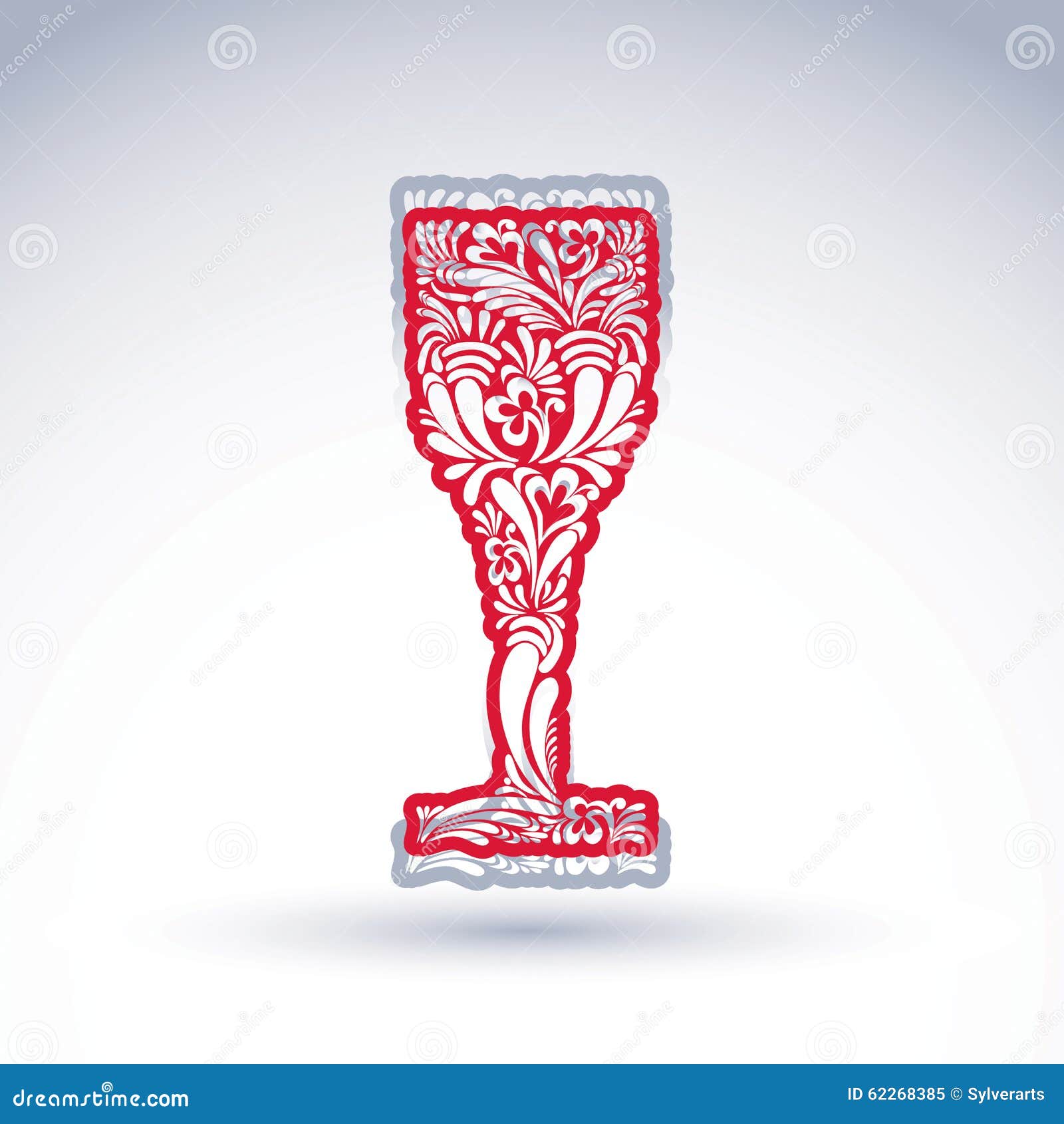 Stylized Flower-patterned Goblet Isolated on White Backdrop Stock ...