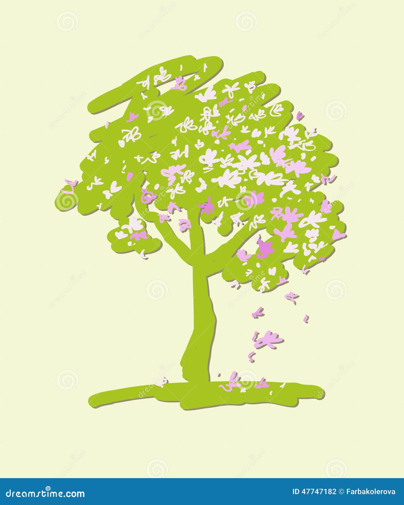 Stylized Flowering Crabapple Tree. Vector Stock Vector - Illustration ...