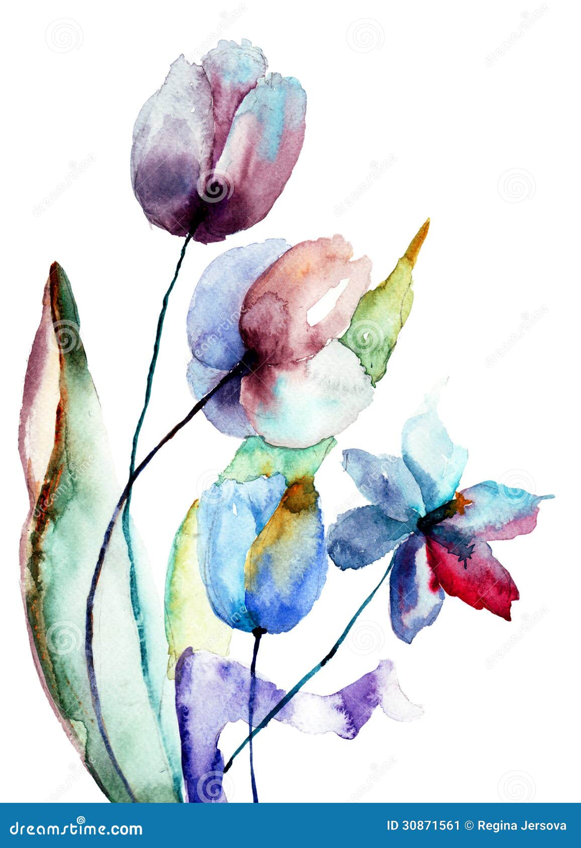 Stylized flowers stock illustration. Illustration of decorative - 30871561