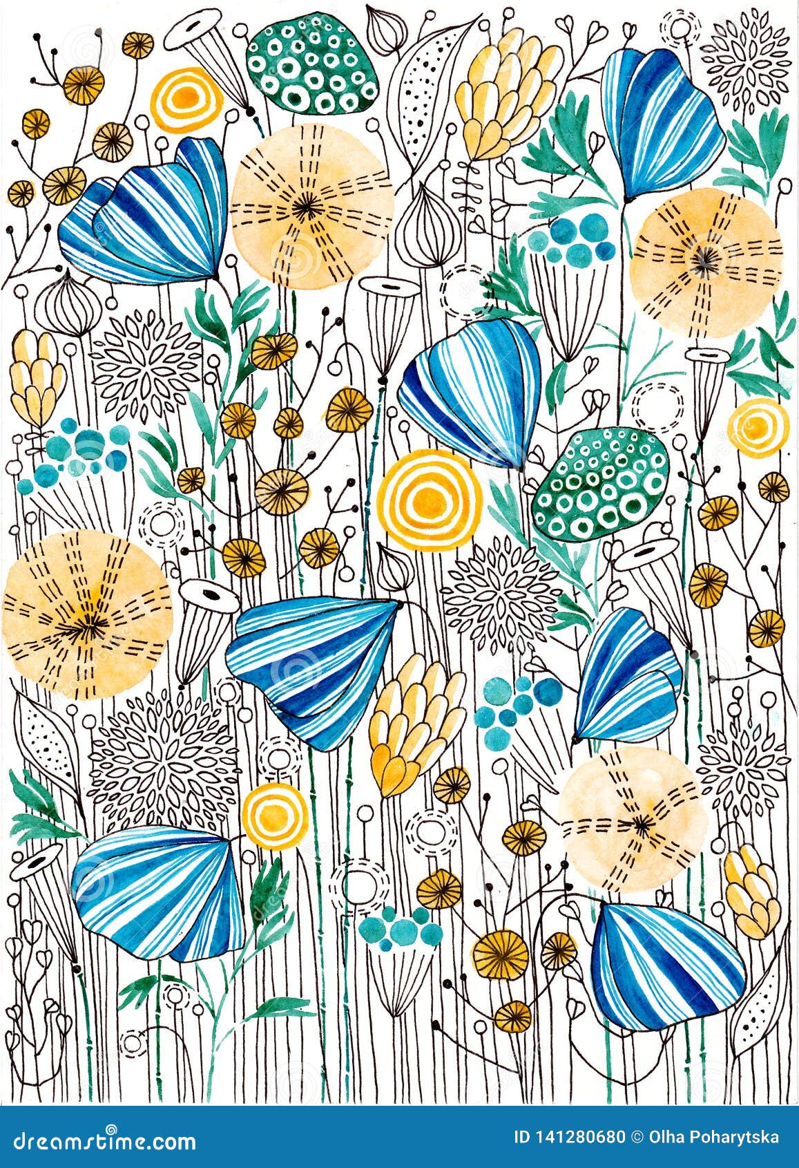 Stylized Nature. Spring Flowers. Stock Illustration - Illustration of ...