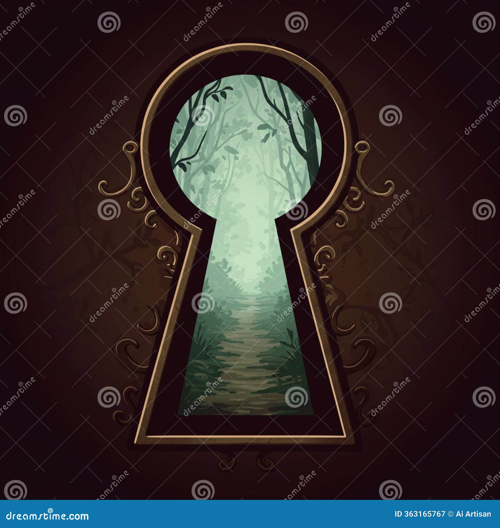 Keyhole Shape Fingerprint Scan Pattern Logo Dash Line, Digital Gateway ...