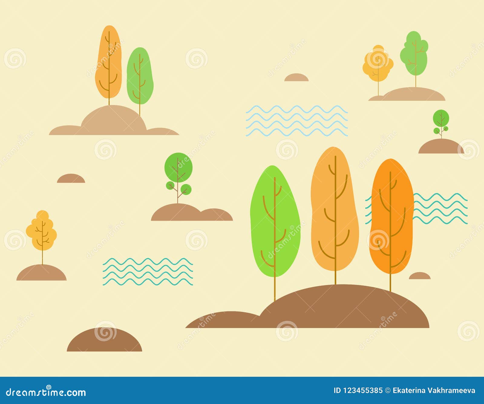 Stylized Forest Background Vector Illustration | CartoonDealer.com ...