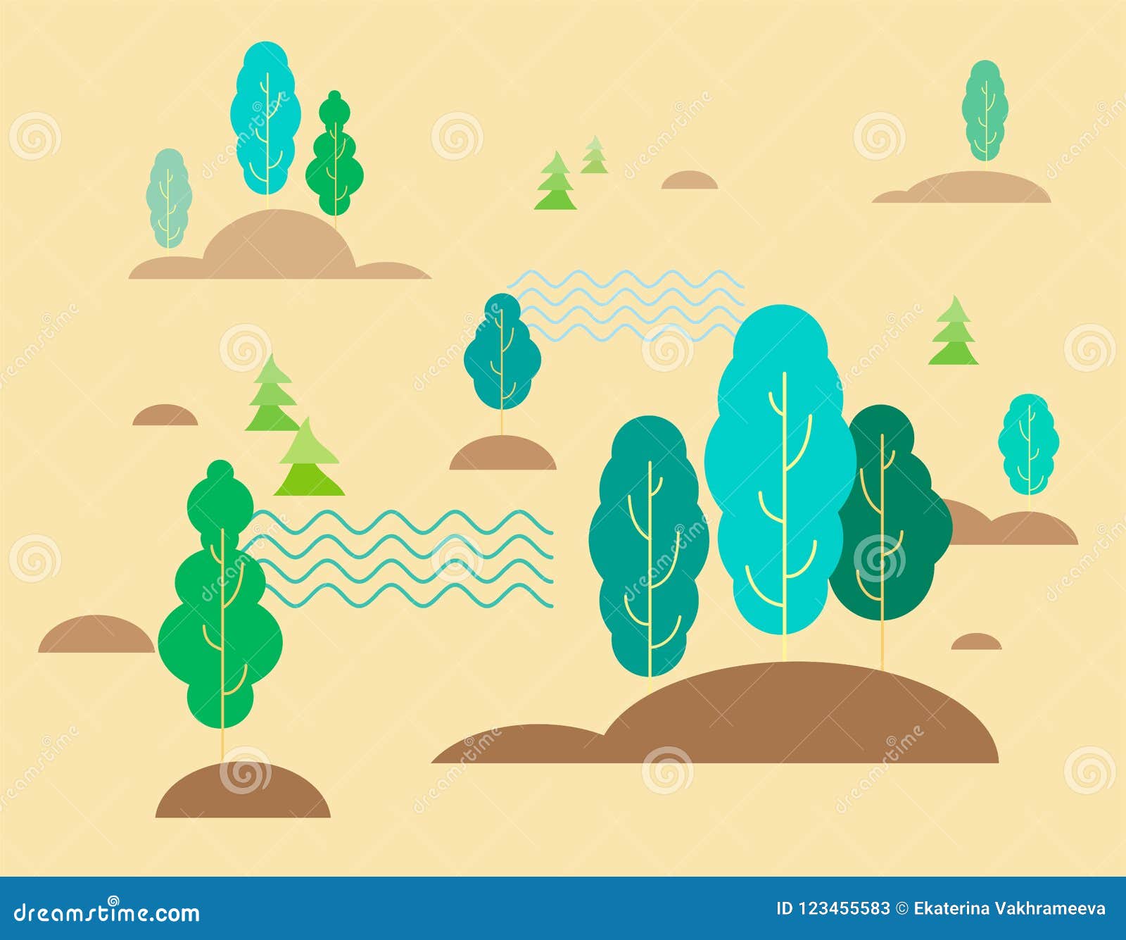 Stylized Forest, Vector Illustration of Flat Design. Stock Vector ...