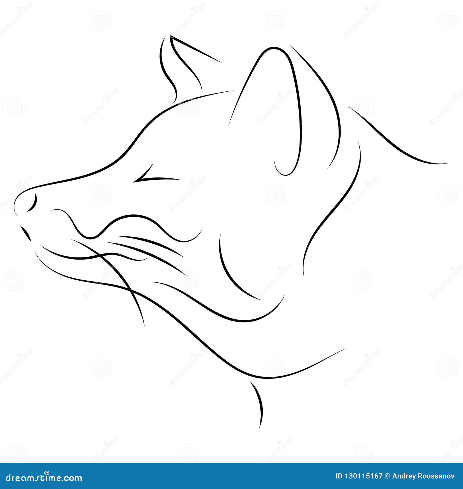 Stylized Fox Face. Hand Drawn Linear Sketch. Black on White. Stock ...