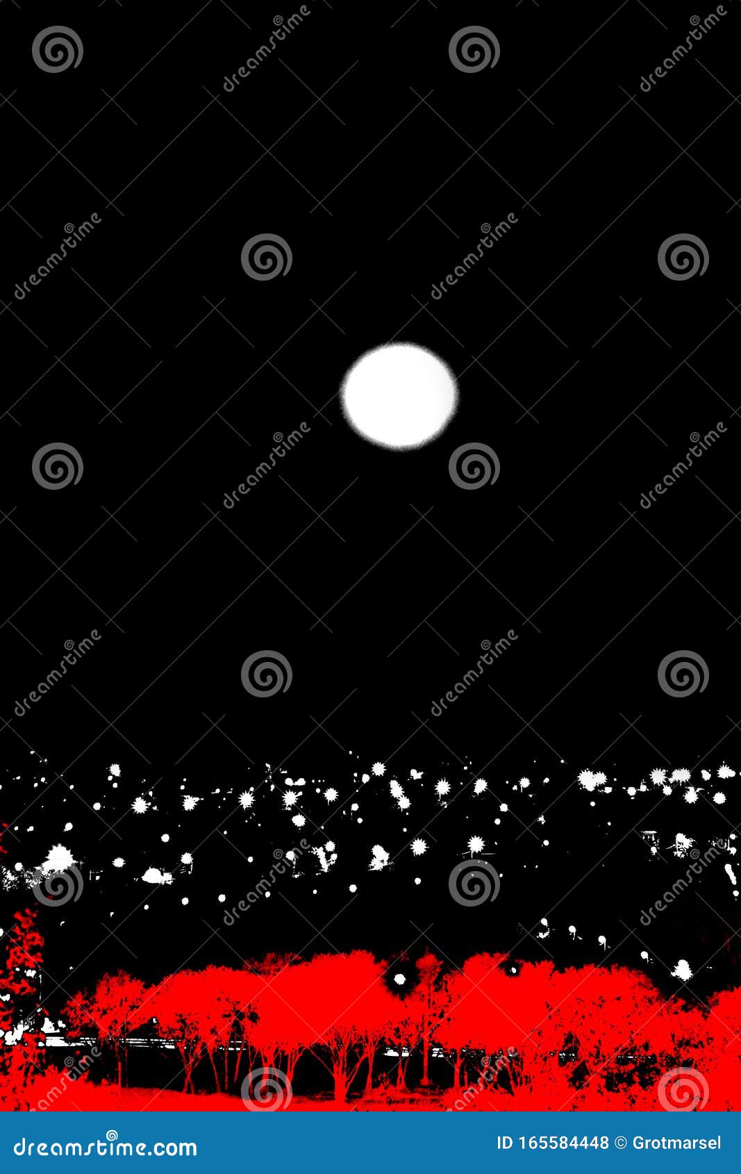 Stylized Full Moon Over the Night City Stock Photo - Image of surreal ...