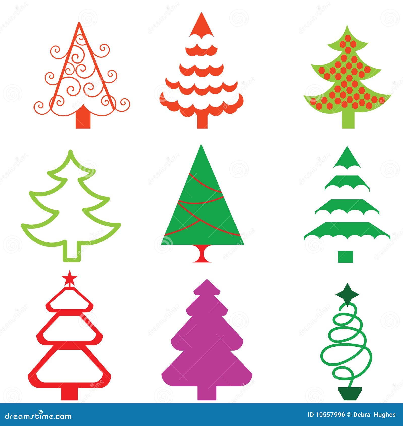 Stylized Funky Christmas Tree Icons Stock Vector - Illustration of ...