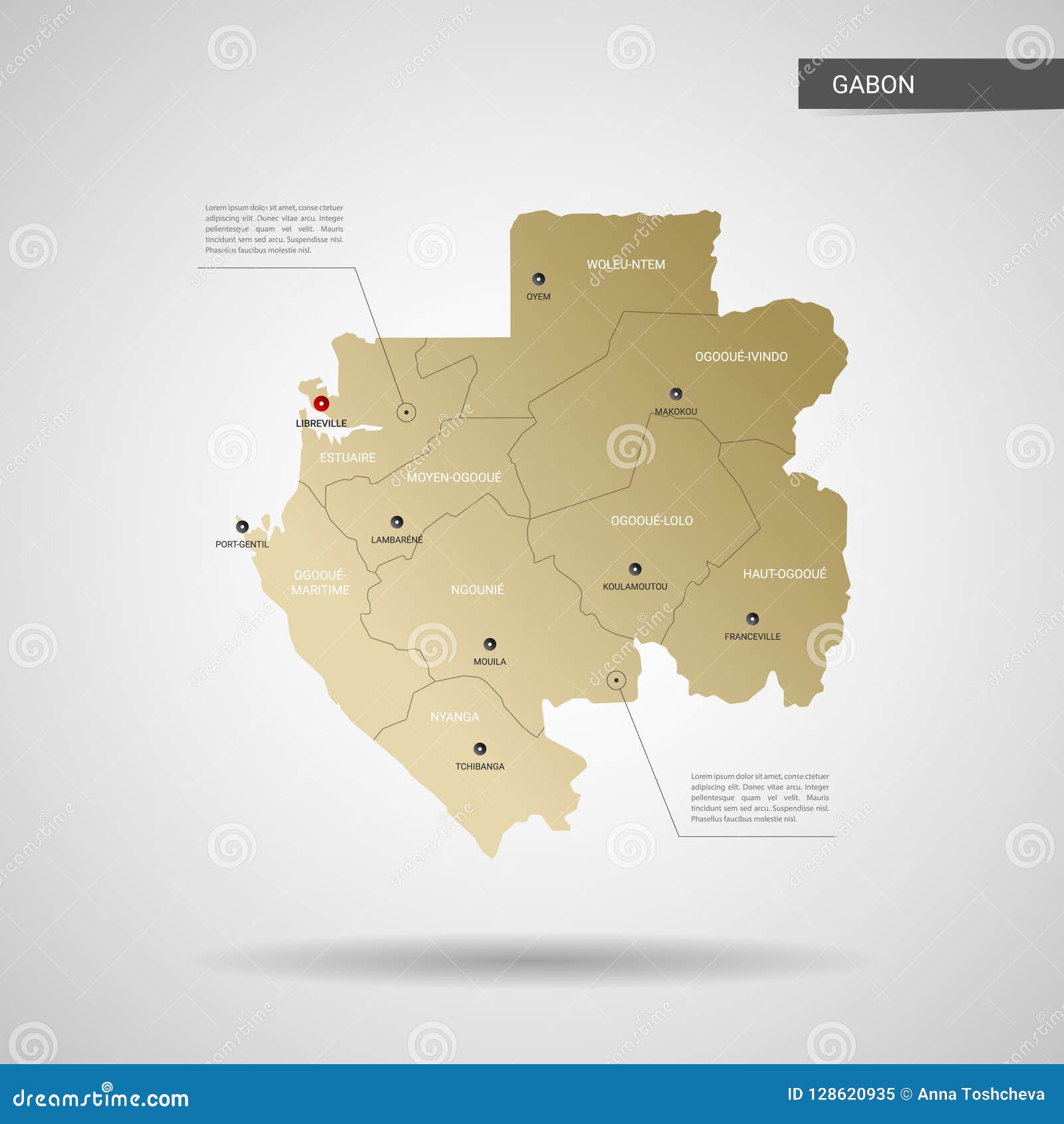 Stylized Gabon Map Vector Illustration. Stock Vector - Illustration of ...