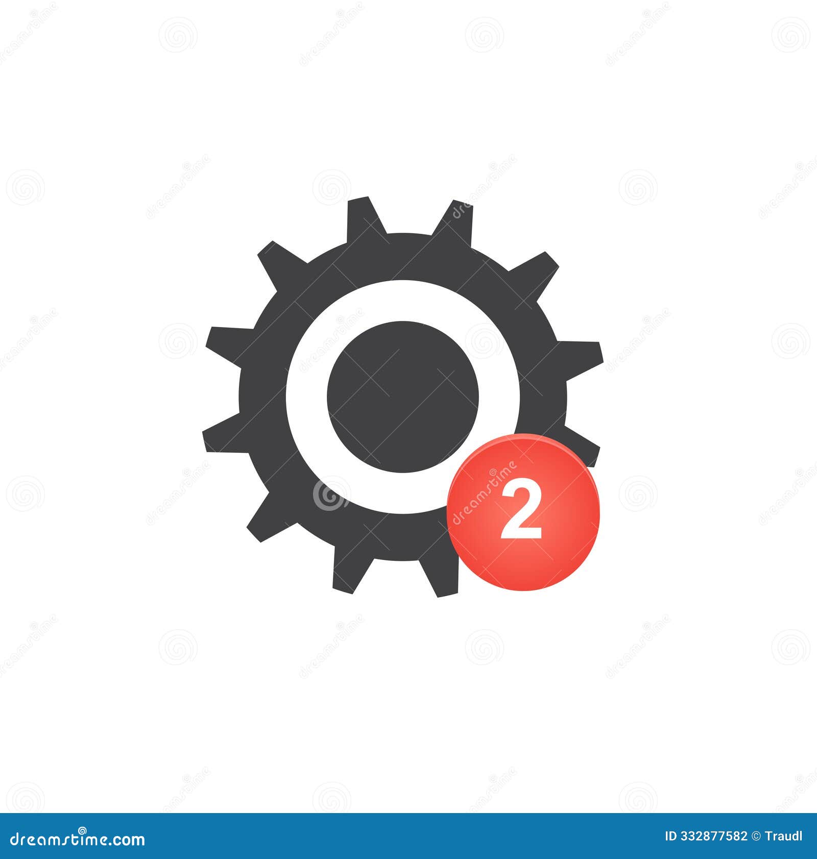Stylized Gear Icon with Notification Badge Indicating Two New Alerts ...