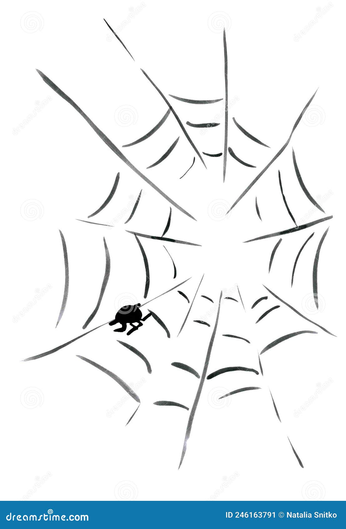 Thin Openwork Asymmetrical Spider Web with a Small Stylized Bug Stock ...