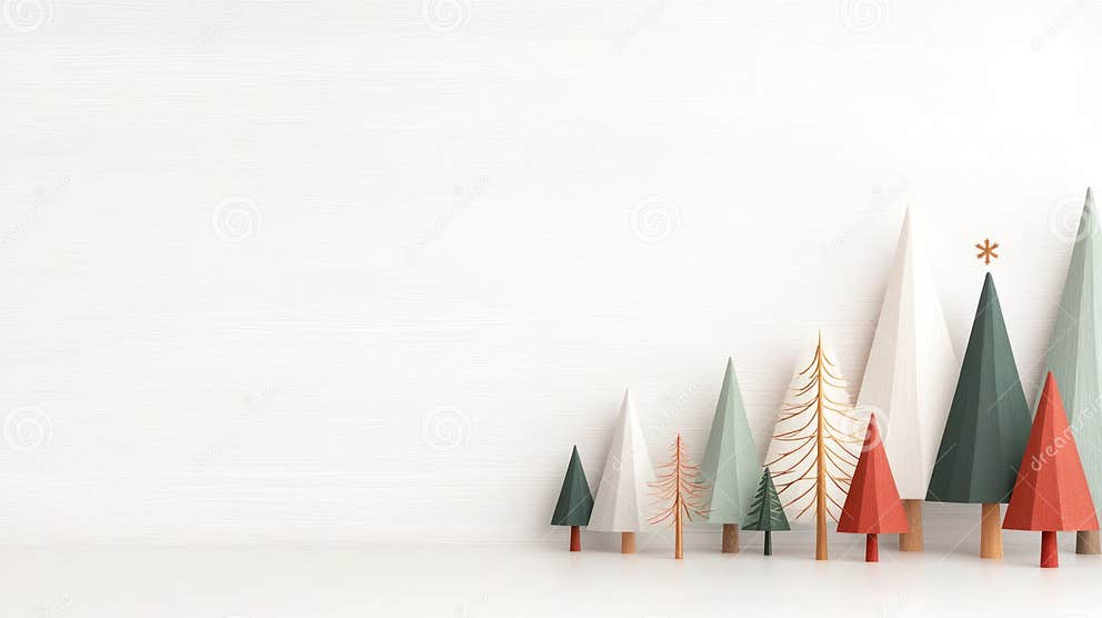Stylized Geometric Pine Trees in Structured Layout Create Serene ...