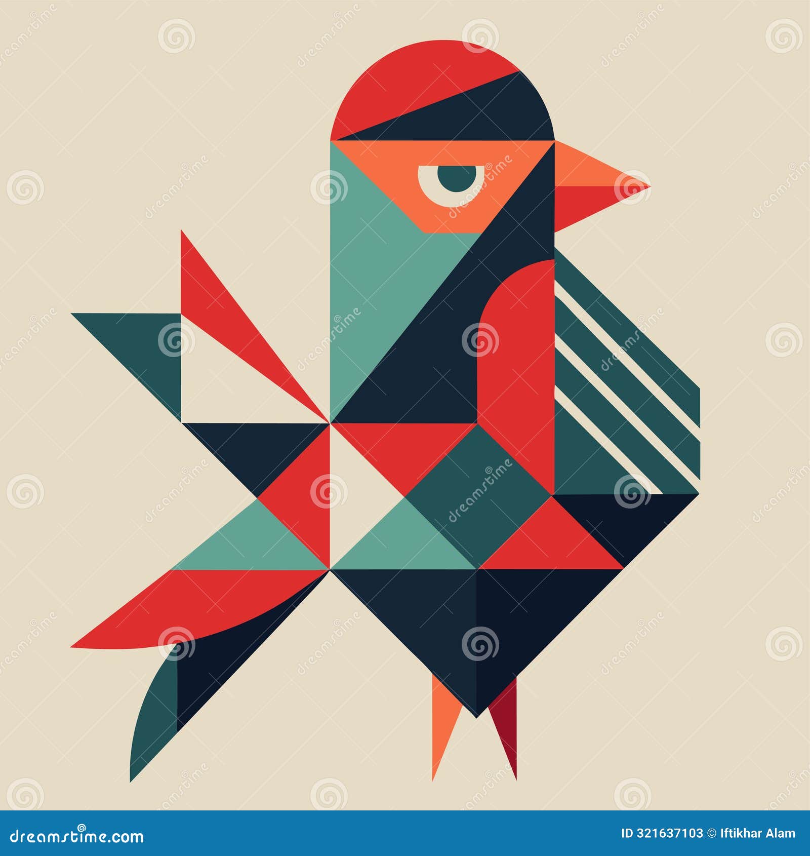 A Stylized, Geometric Representation of a Bird in Mid-flight, Rendered ...
