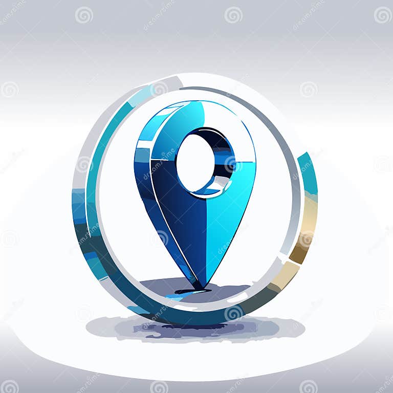 Stylized Glossy Location Marker Icon Representing Geographical ...