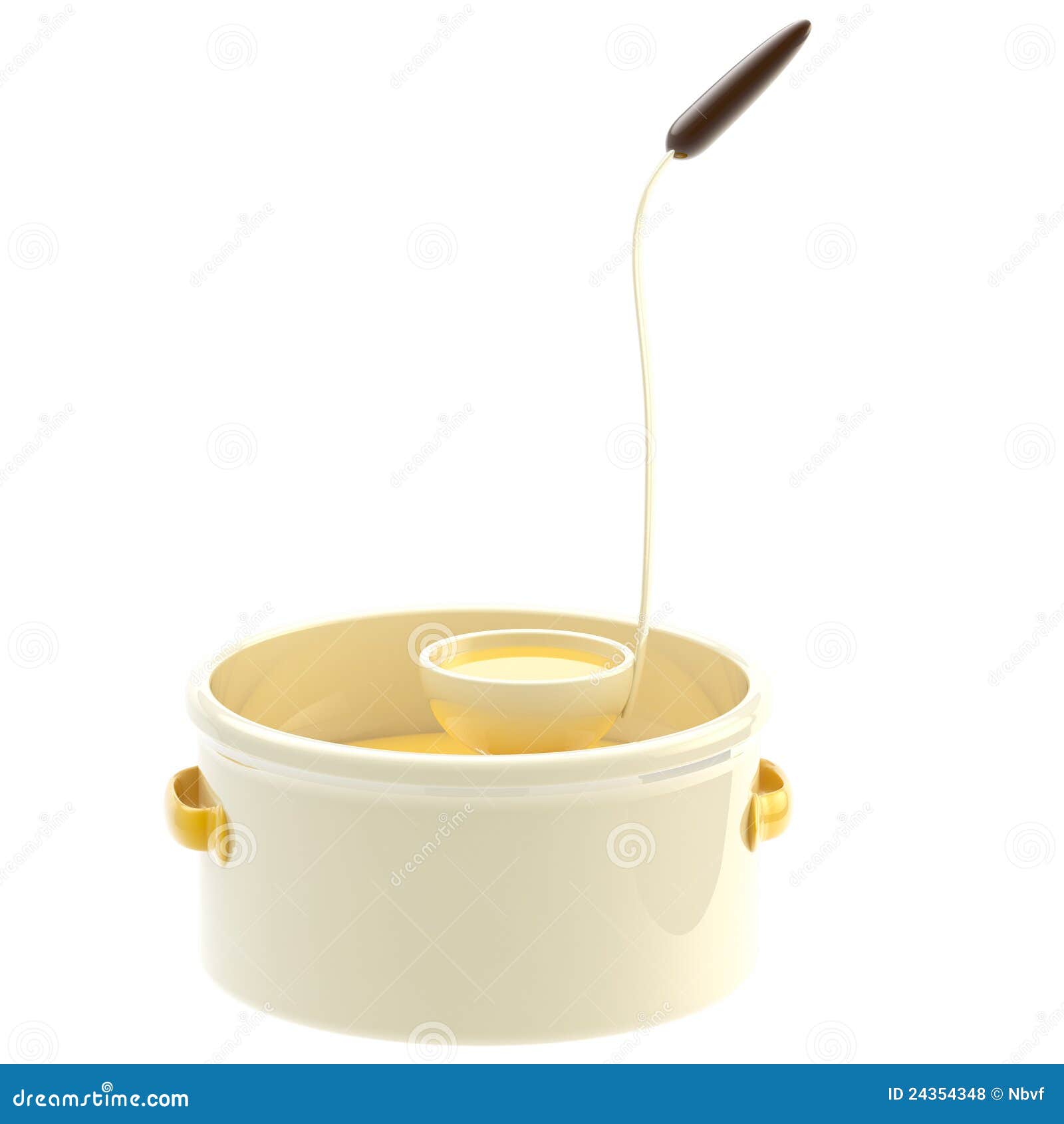 Stylized Glossy Pan and Ladle Isolated Stock Photo - Image of single ...