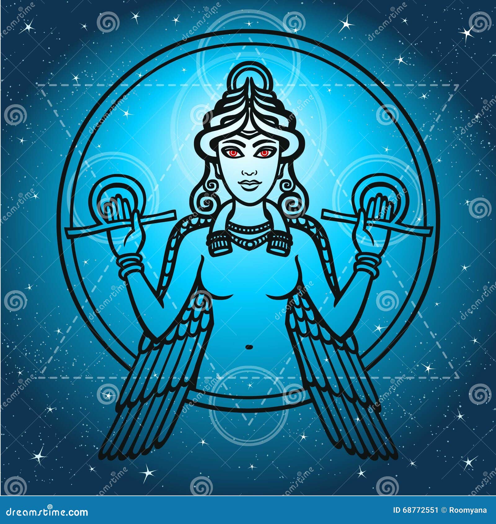 The Stylized Goddess Ishtar. Royalty-Free Cartoon | CartoonDealer.com ...