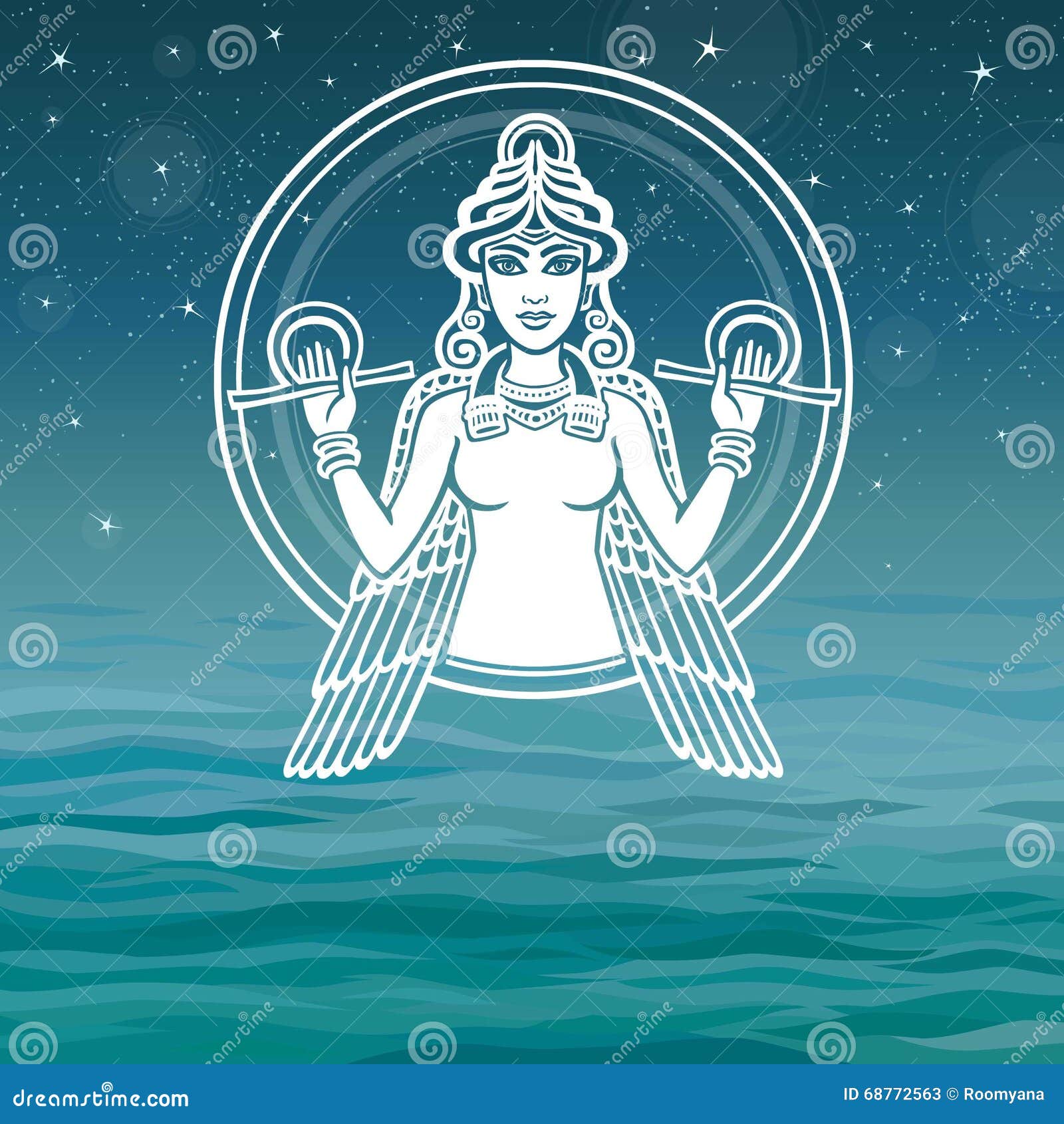 The Stylized Goddess Ishtar. Cartoon Vector | CartoonDealer.com #69978887