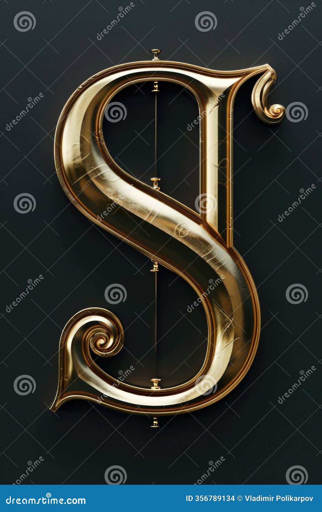 A Stylized Gold Letter S on a Dark Background Stock Photo - Image of ...