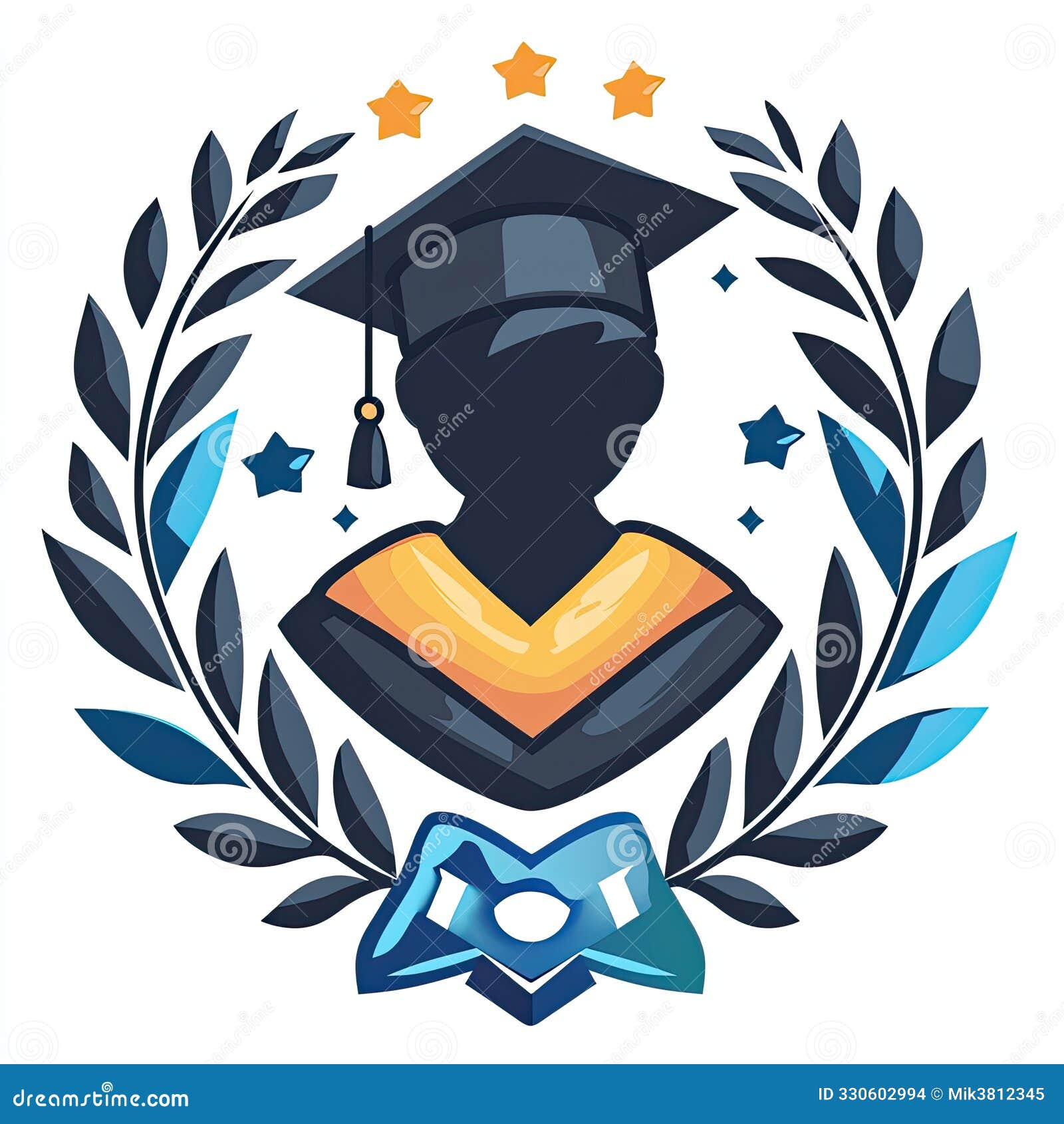 Stylized Graduate Silhouette with Laurel Wreath. Stock Illustration ...