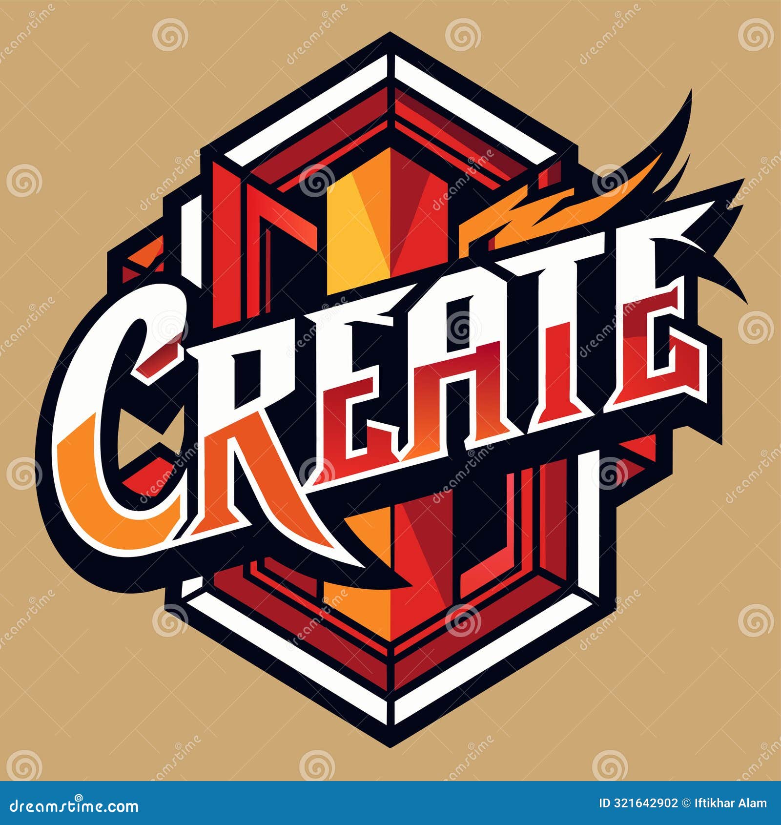 A Stylized Graphic Design Featuring the Word Create Inside a Bold Red ...