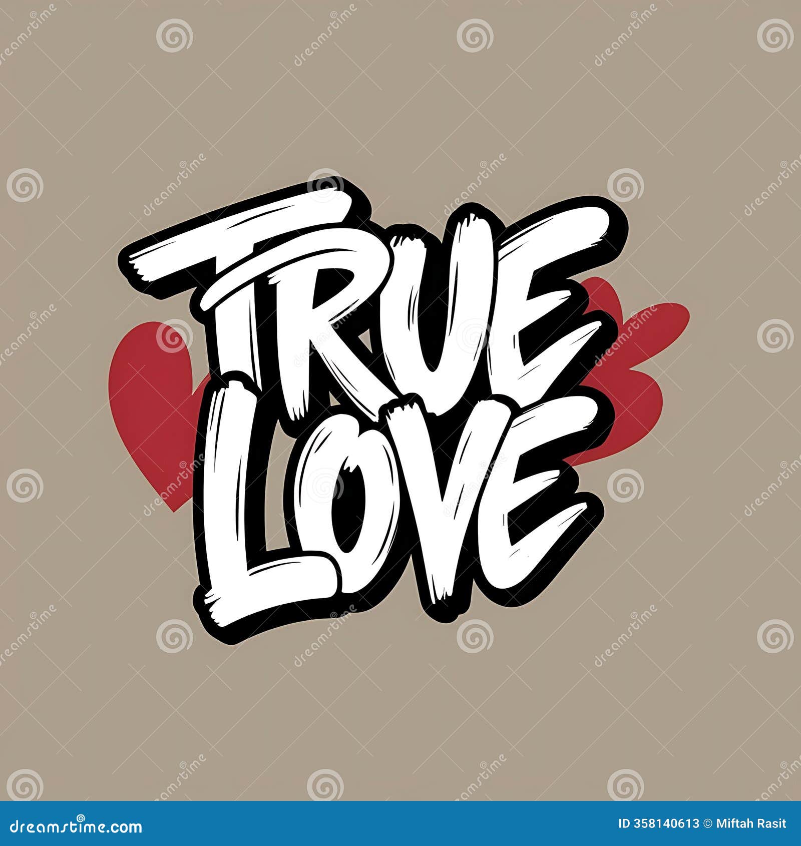 Bold True Love Text with Red Hearts Design Stock Illustration ...