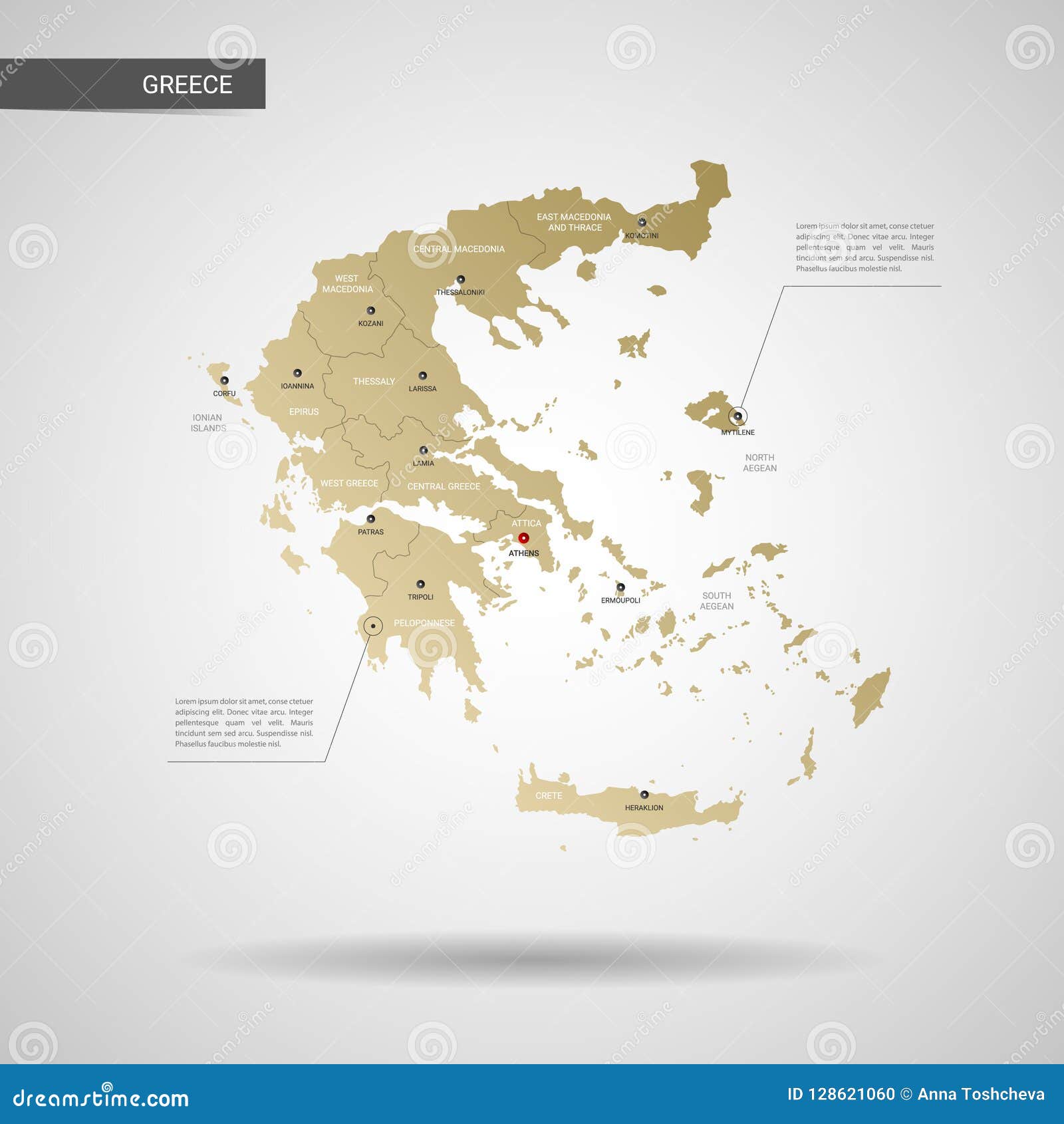Stylized Greece Map Vector Illustration. Stock Vector - Illustration of ...