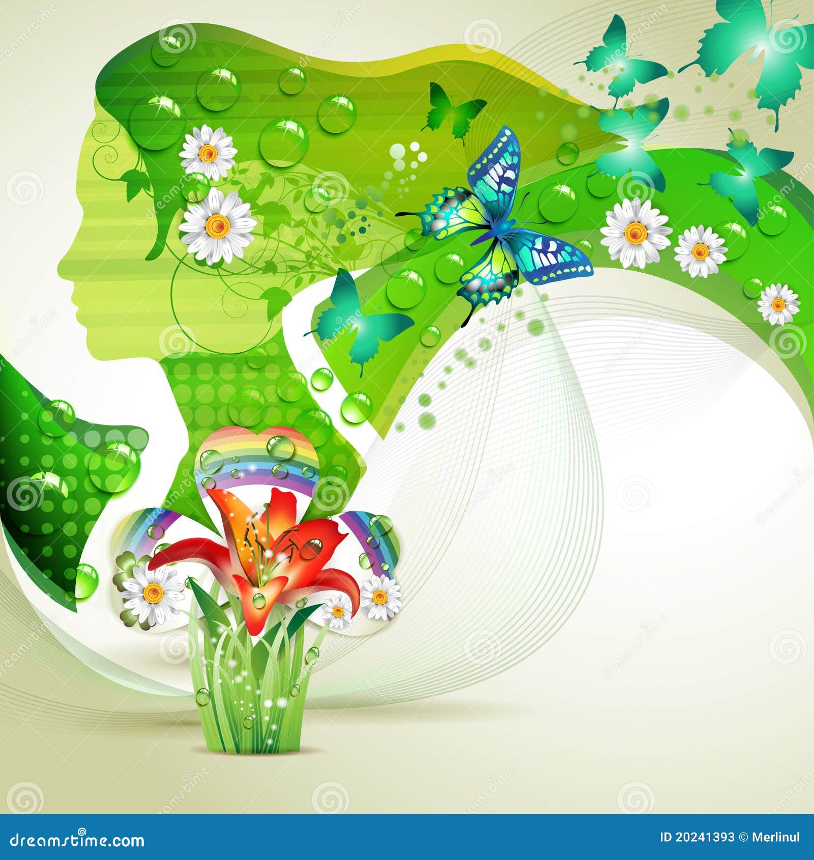 Stylized green portrait stock vector. Illustration of concept - 20241393