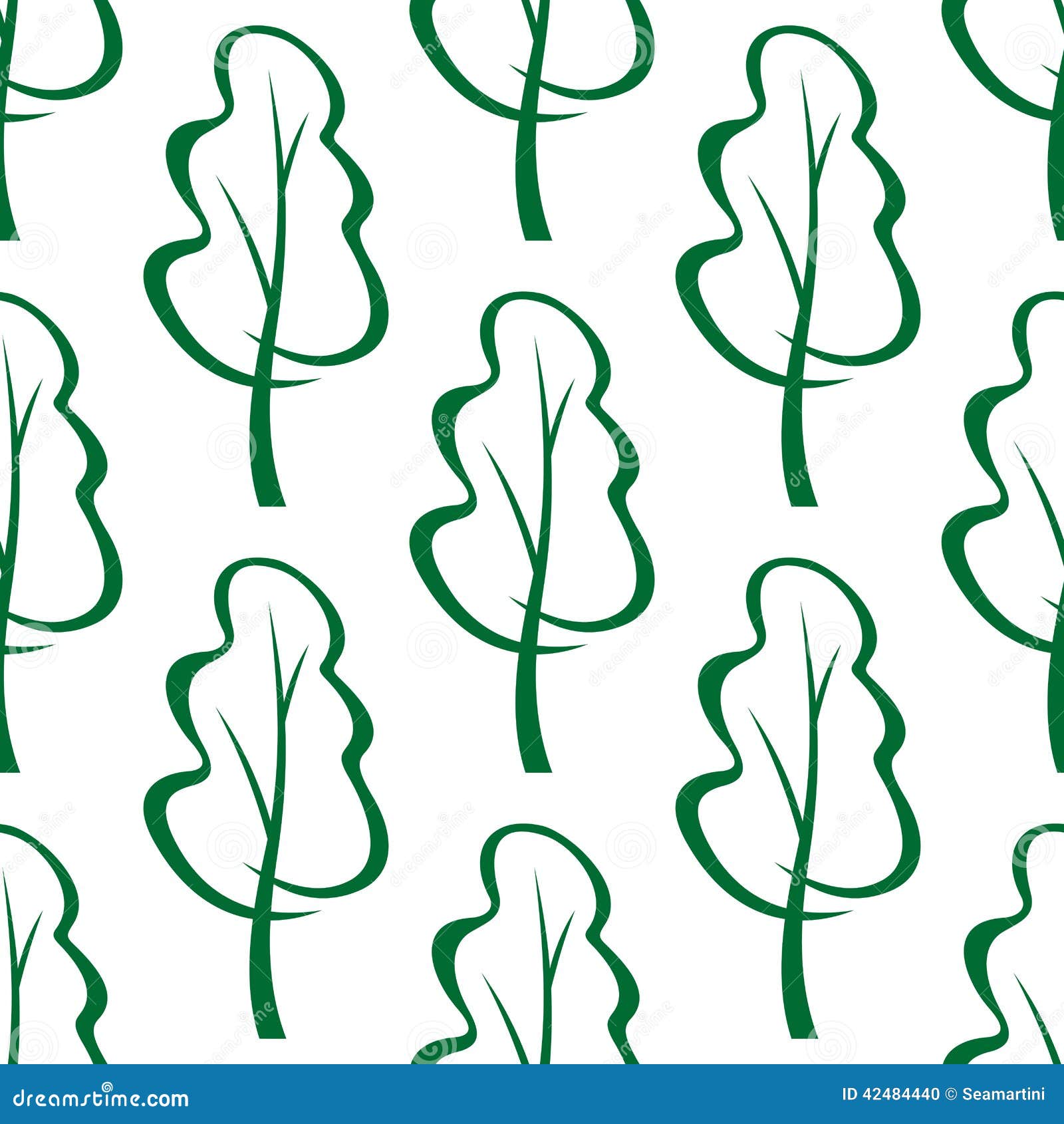 Stylized Green Trees Sketch Seamless Pattern Stock Vector ...