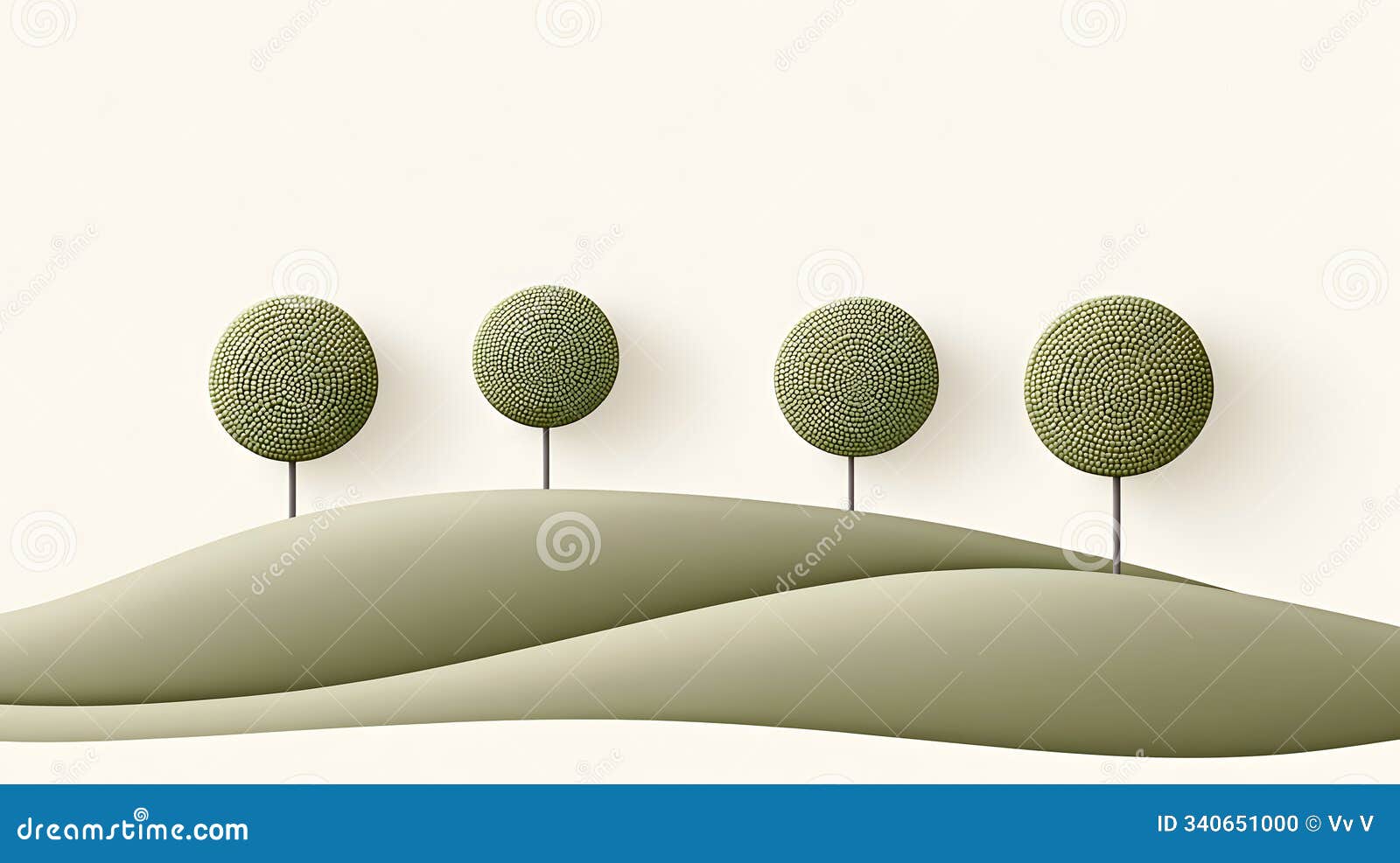 Stylized Green Trees on a Smooth Landscape Stock Photo - Image of ...