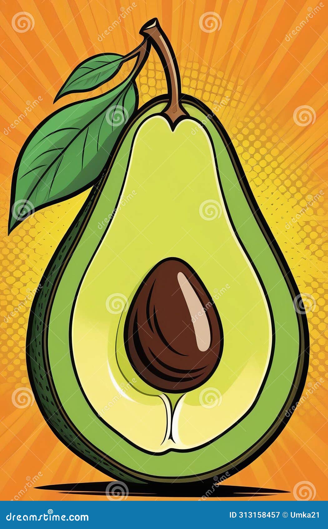 A Stylized Half Avocado with a Retro Pop-art Backdrop Stock Image ...
