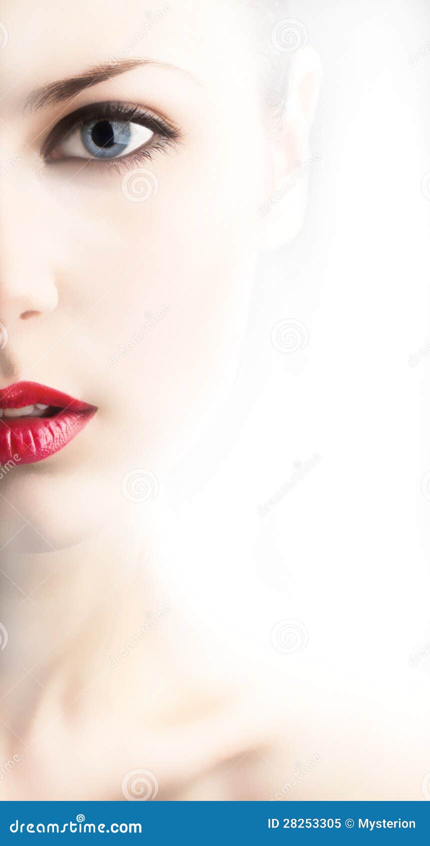 Stylized Half Face of Beautiful Young Woman Stock Image - Image of ...