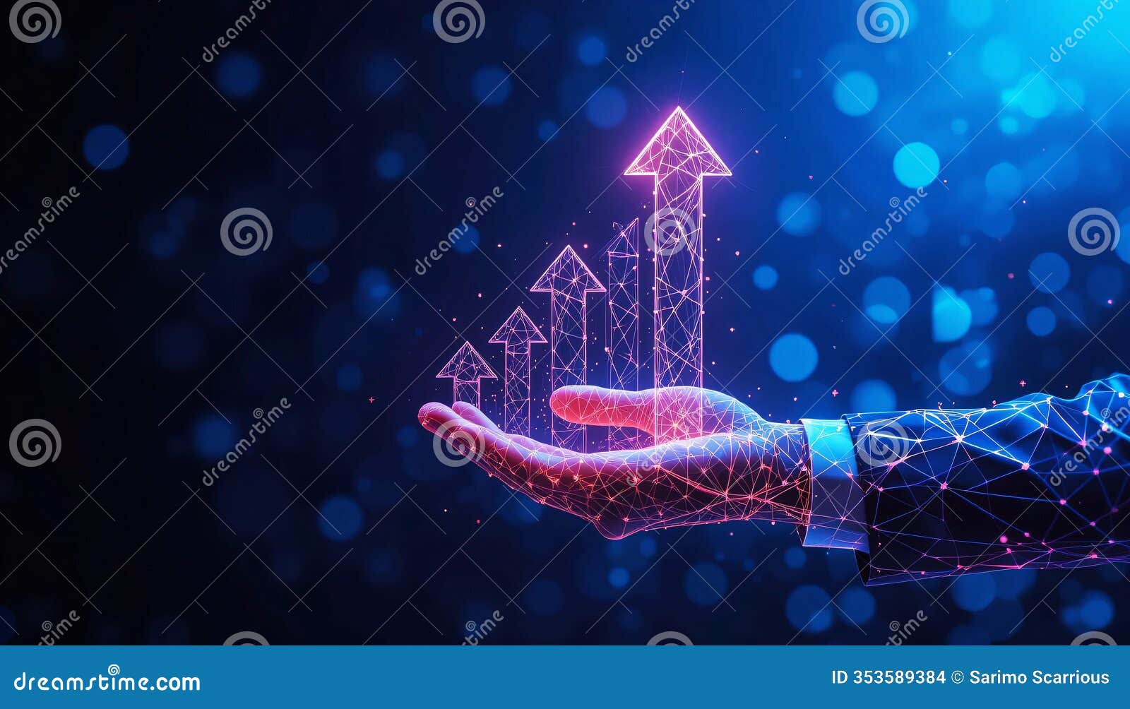 A Stylized Hand Displaying a Vibrant, Upward-pointing Graph Symbolizes ...