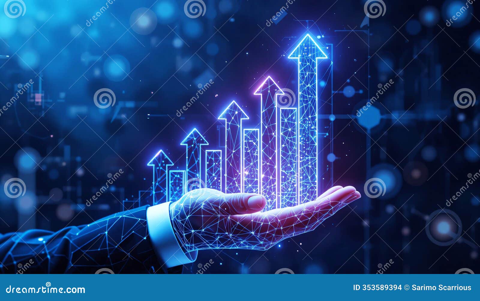 A Stylized Hand Displaying a Vibrant, Upward-pointing Graph Symbolizes ...