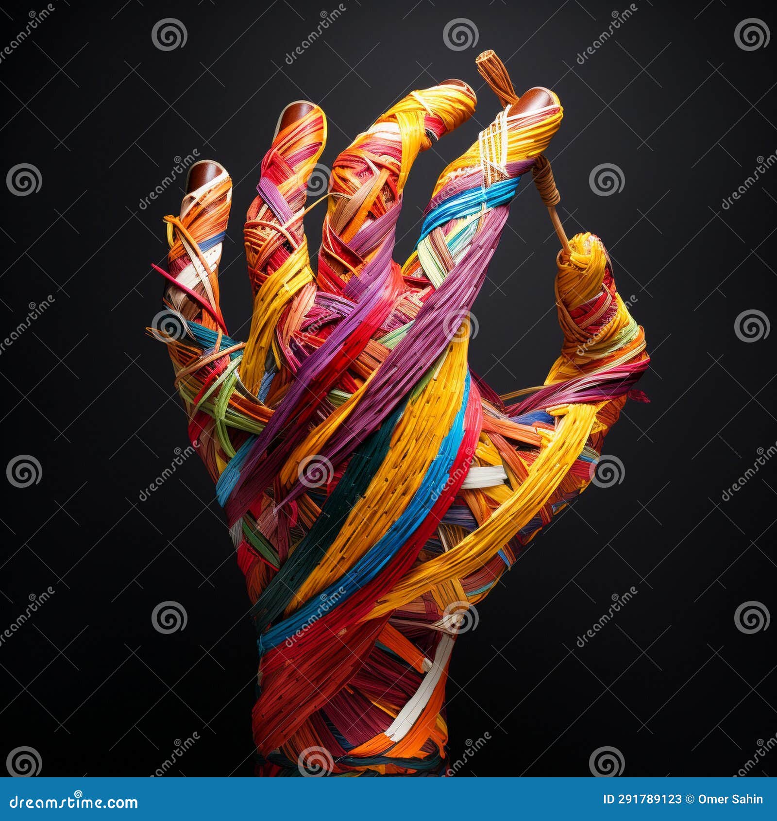 Stylized Hand Interwoven with Carpentry Tools and Colorful Threads ...