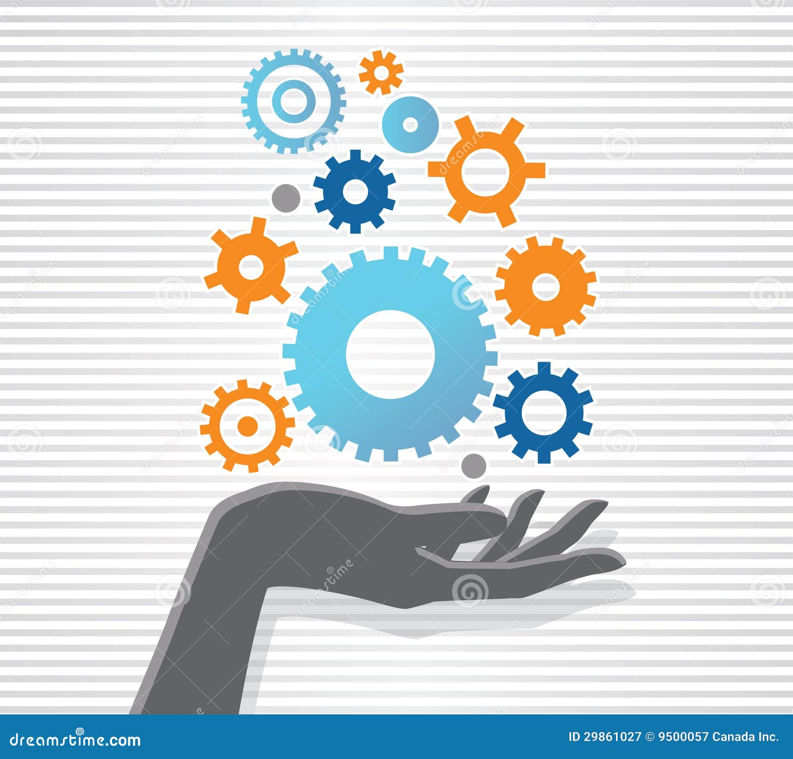 Hand and gears stock vector. Illustration of showing - 29861027