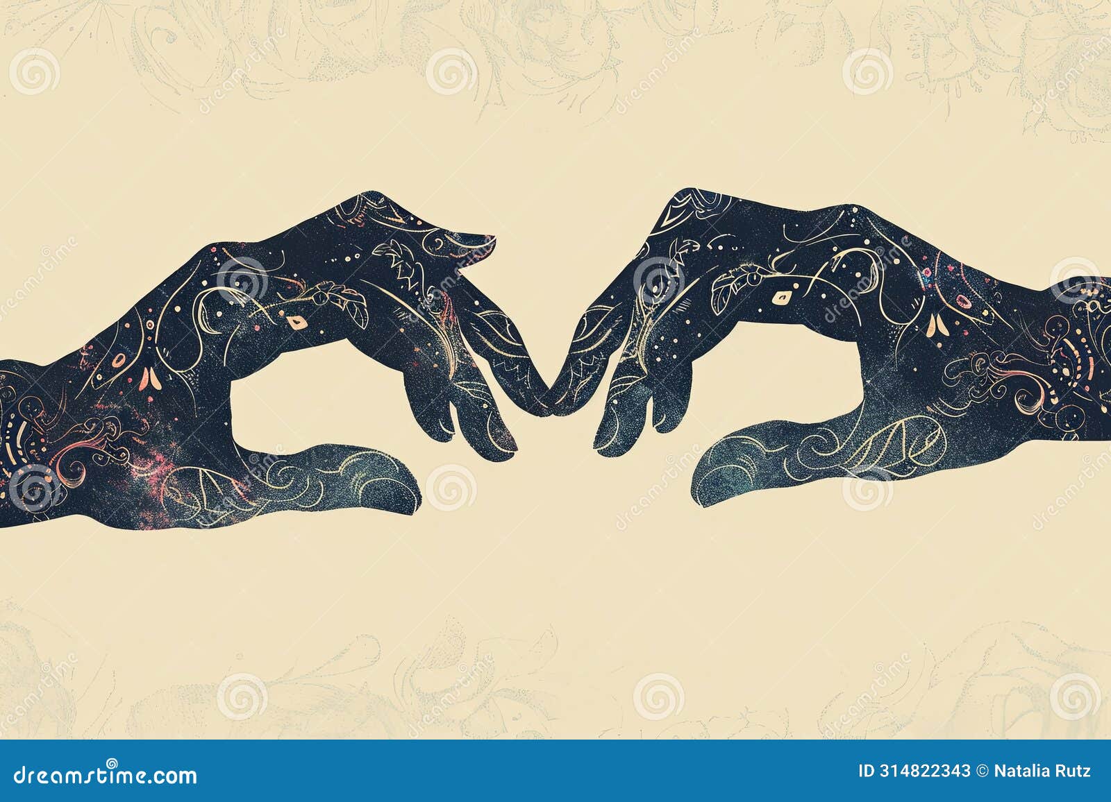Stylized Hands Interlocking in a Symbol of Connection and Unity Stock ...