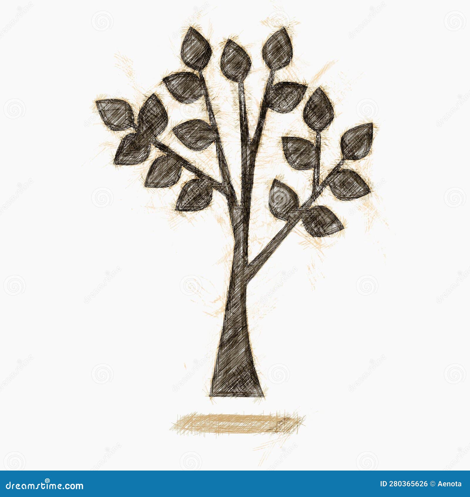 Stylized hatch tree icon stock illustration. Illustration of outline ...