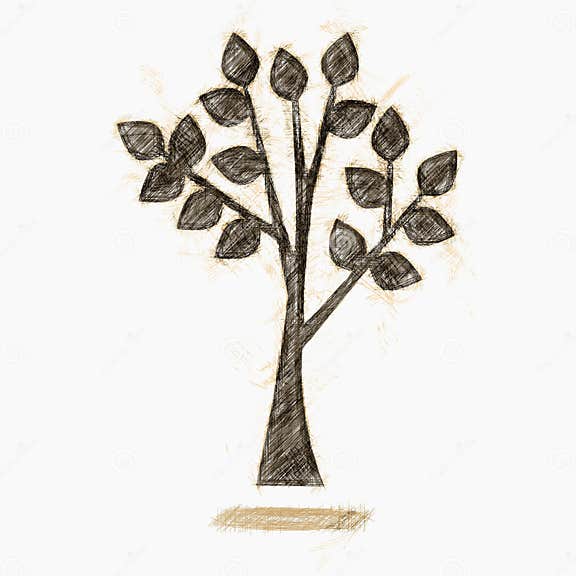 Stylized hatch tree icon stock illustration. Illustration of outline ...