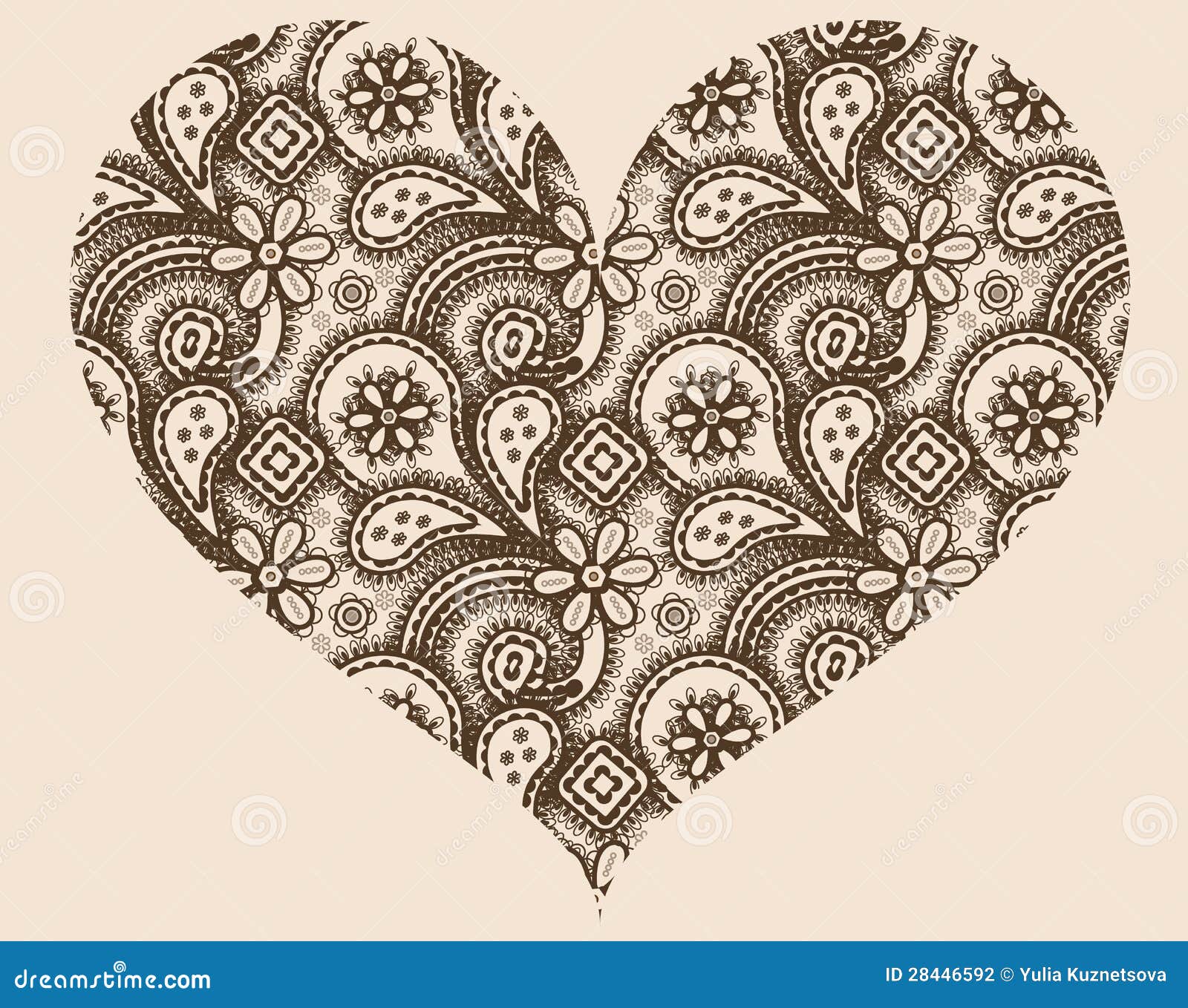 Stylized Heart with Abstract Ornament Stock Vector - Illustration of ...