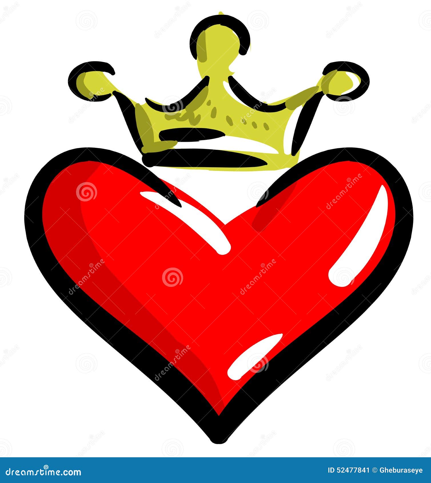 Stylized Heart with Crown Isolated Stock Vector - Illustration of ...
