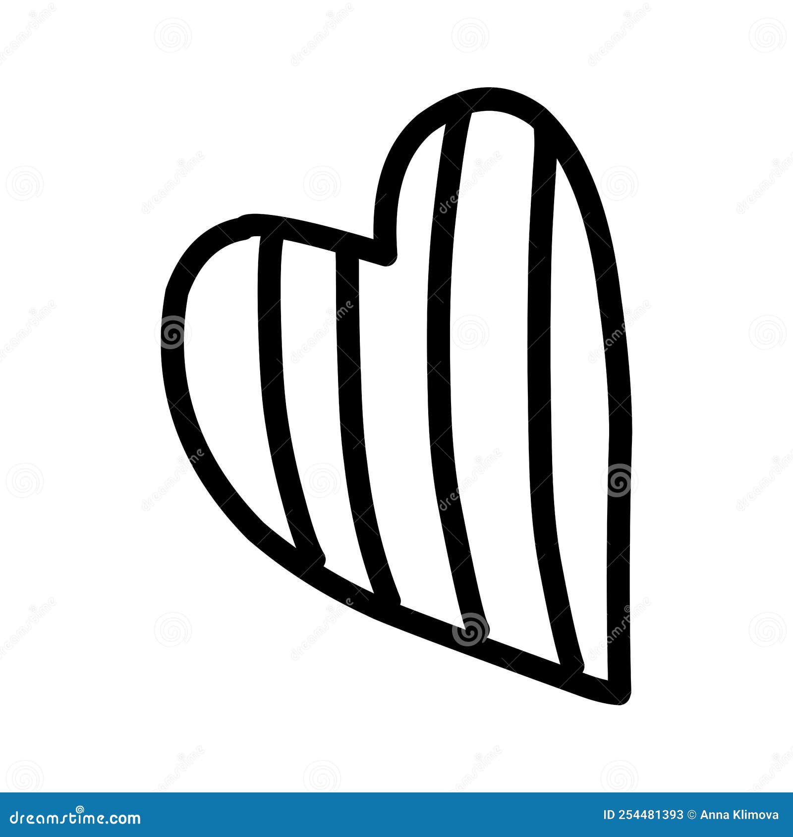 Stylized Heart with Doodle Style Stripes in the Background Stock Vector ...