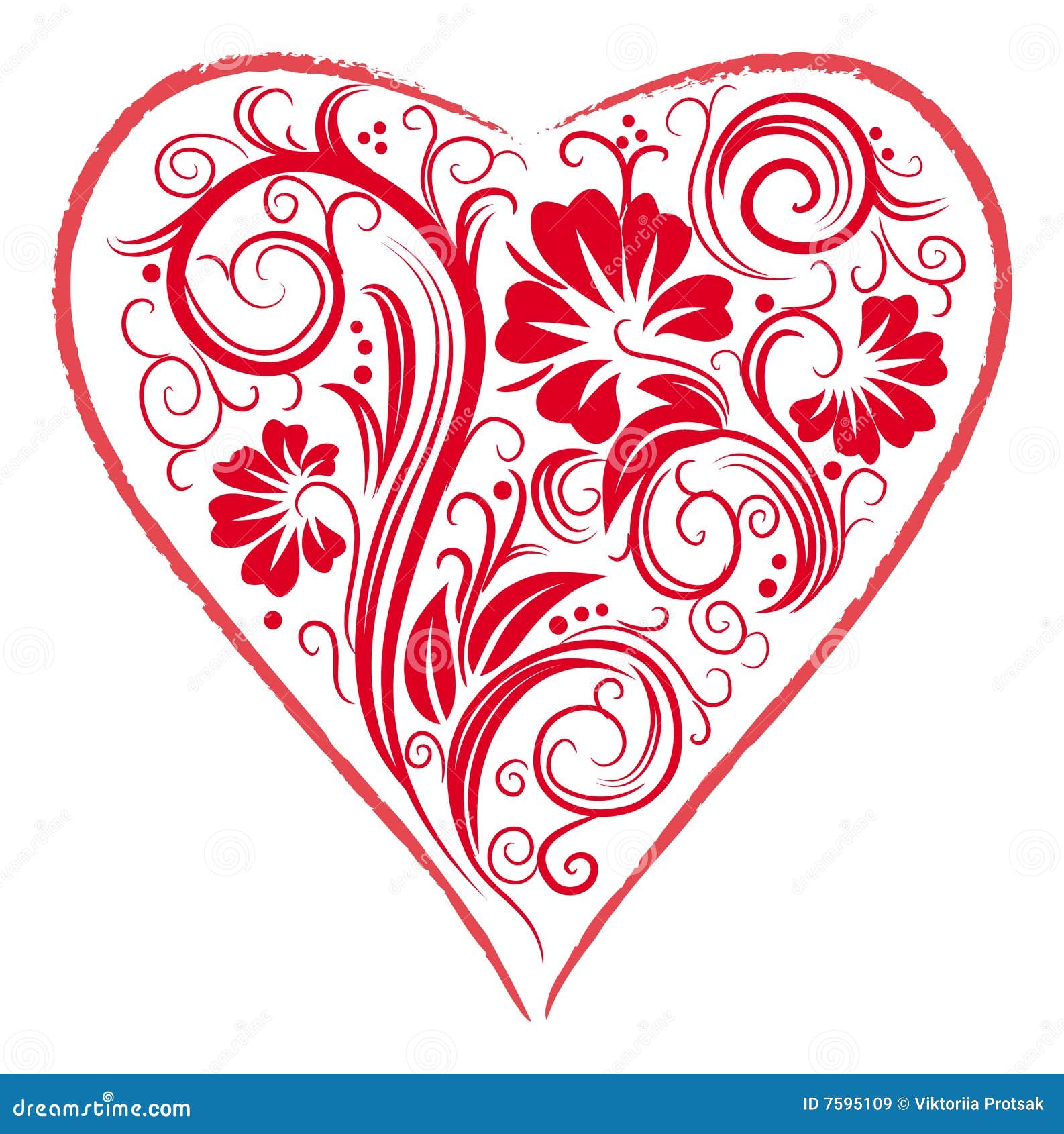 Stylized Heart and Floral Ornament Stock Vector - Illustration of ...