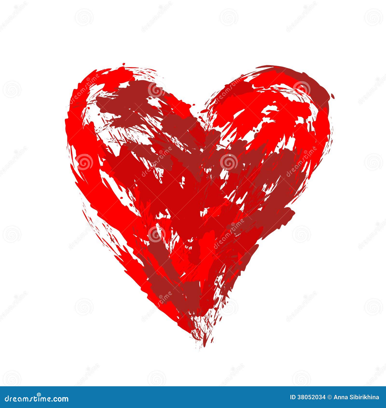 Stylized Heart Painted Brush Strokes Stock Illustration - Illustration ...
