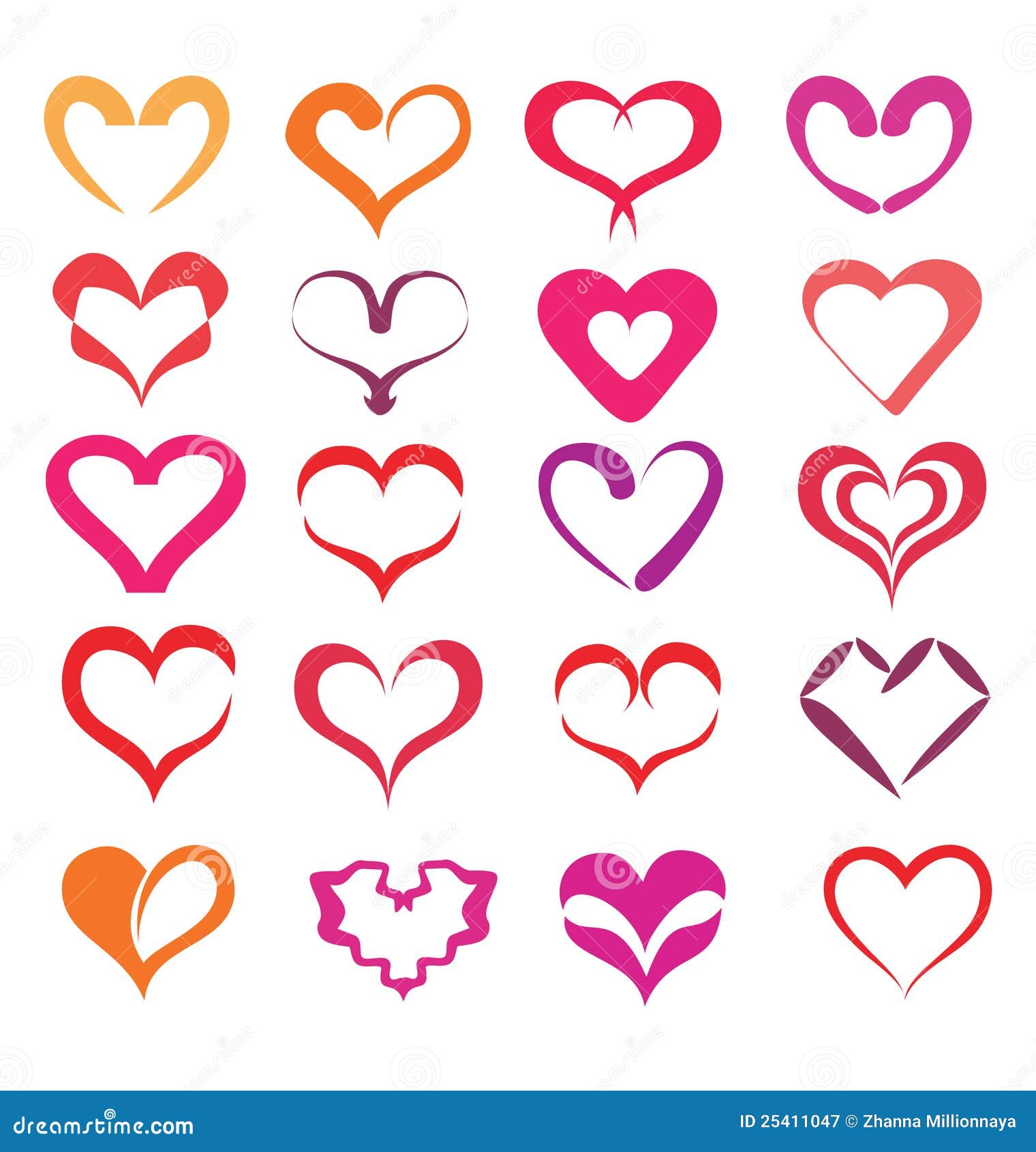 Stylized hearts collection stock vector. Illustration of heart - 25411047