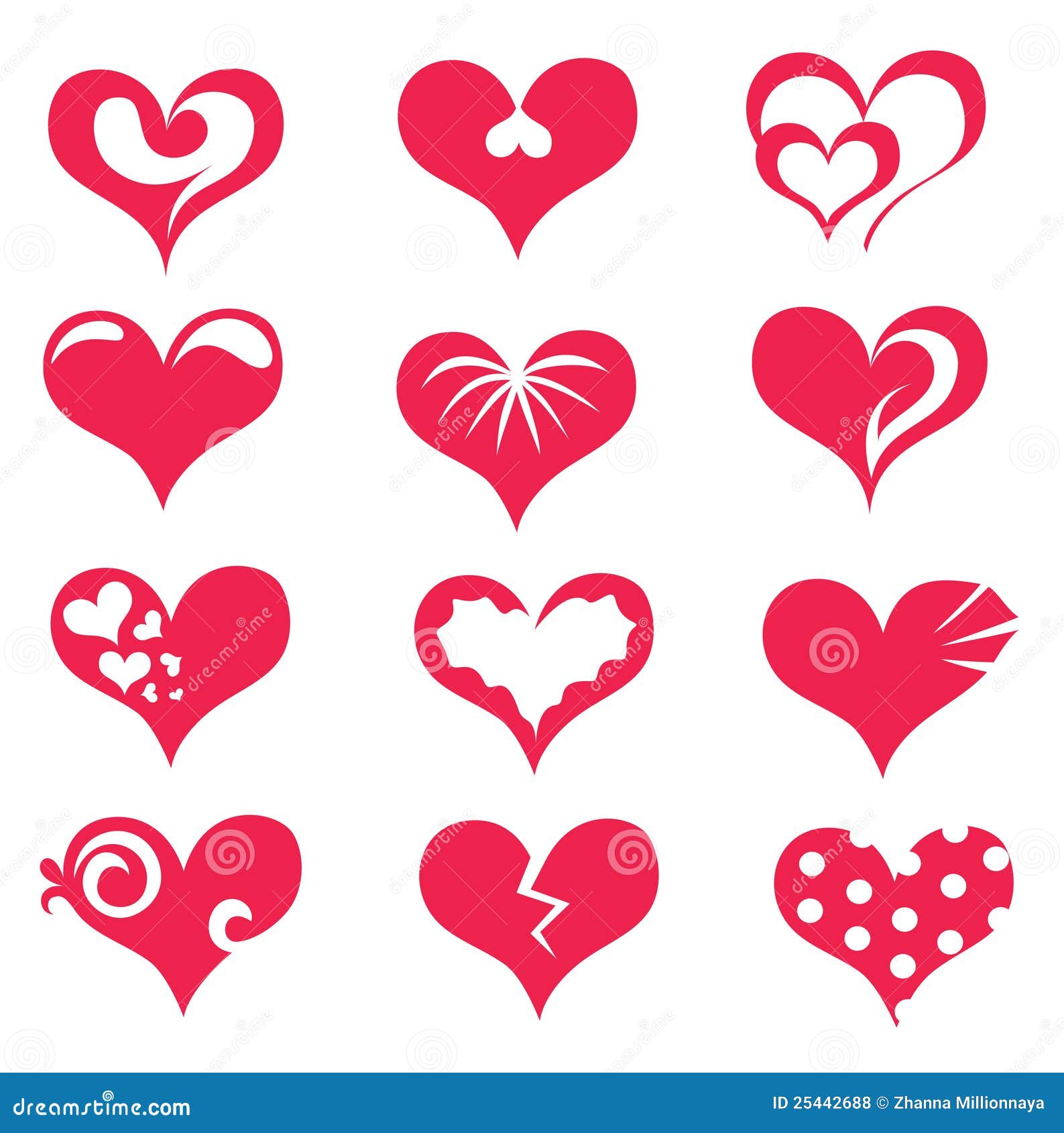 Stylized hearts collection stock vector. Illustration of concept - 25442688