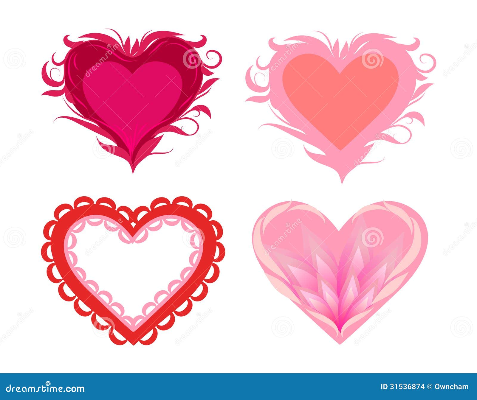 Stylized hearts stock vector. Illustration of rose, sweet - 31536874