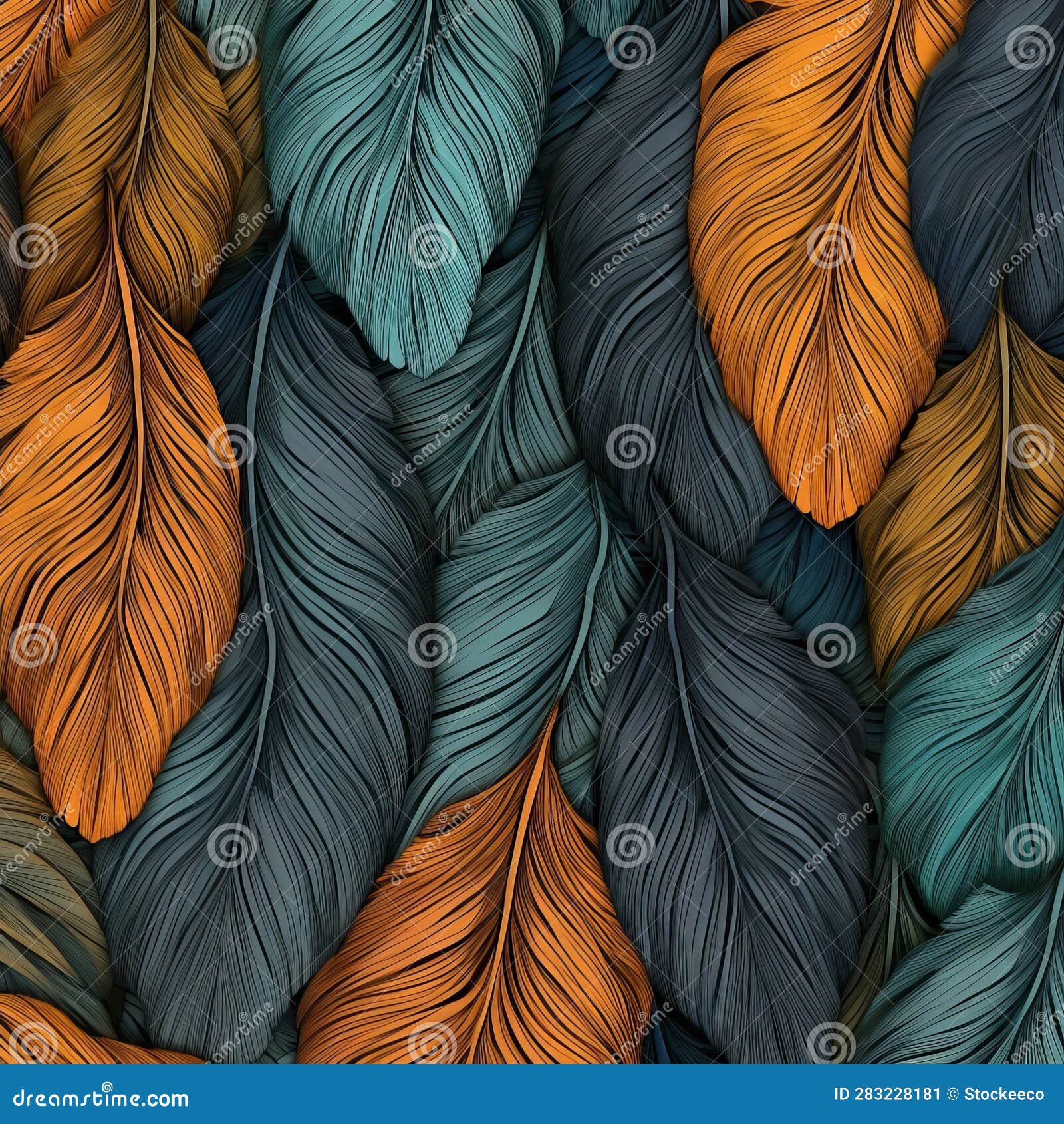 Stylized Heron Feathers Pattern in Mesmerizing Colorscapes Stock ...
