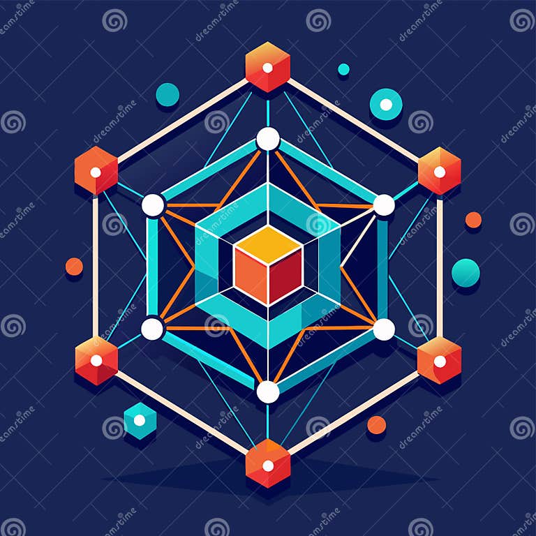 A Stylized Hexagon with Multiple Layers and Lines, Showing Connected ...
