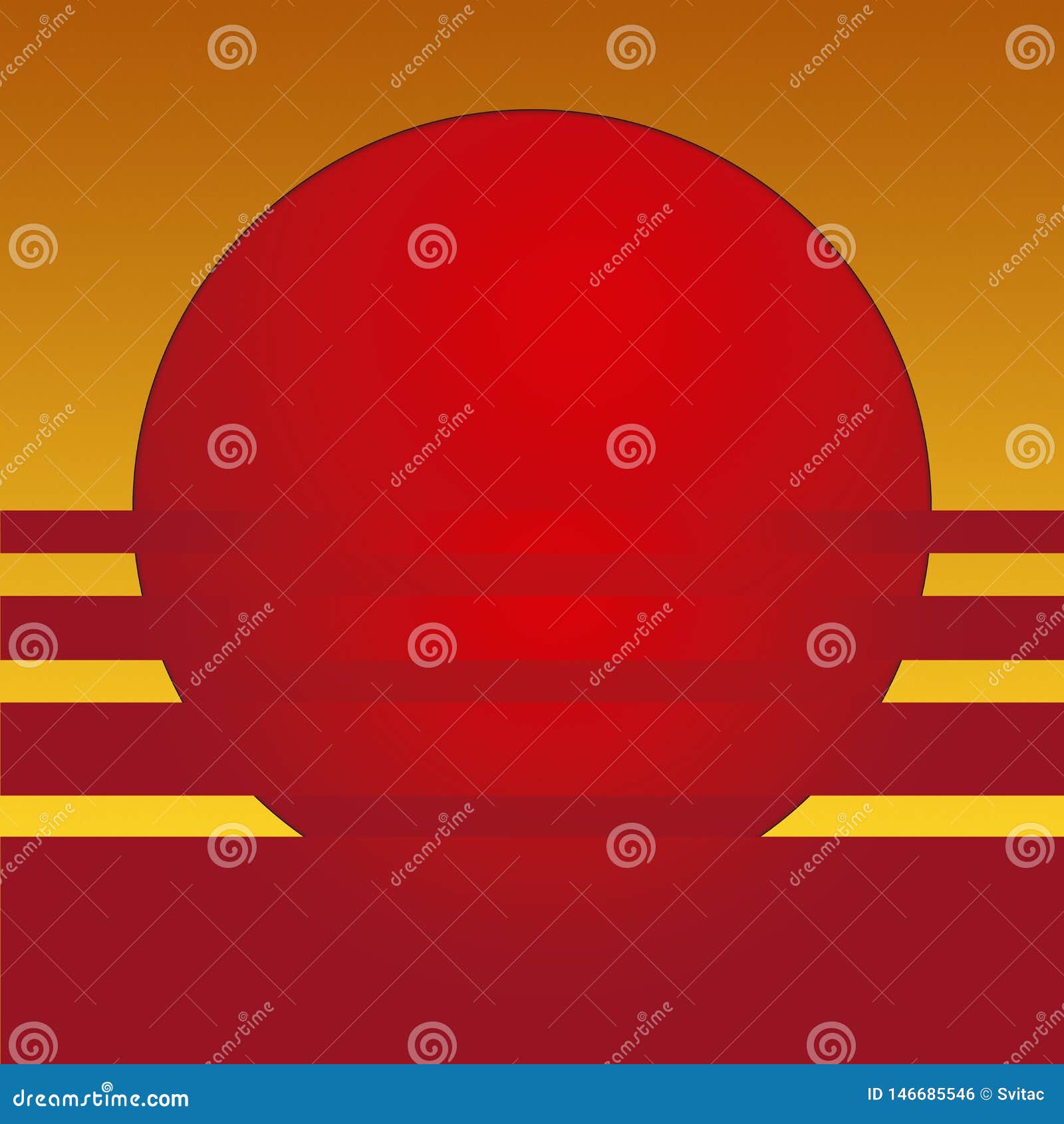 Stylized, High Resolution Illustration of Sunset in Red and Yellow ...