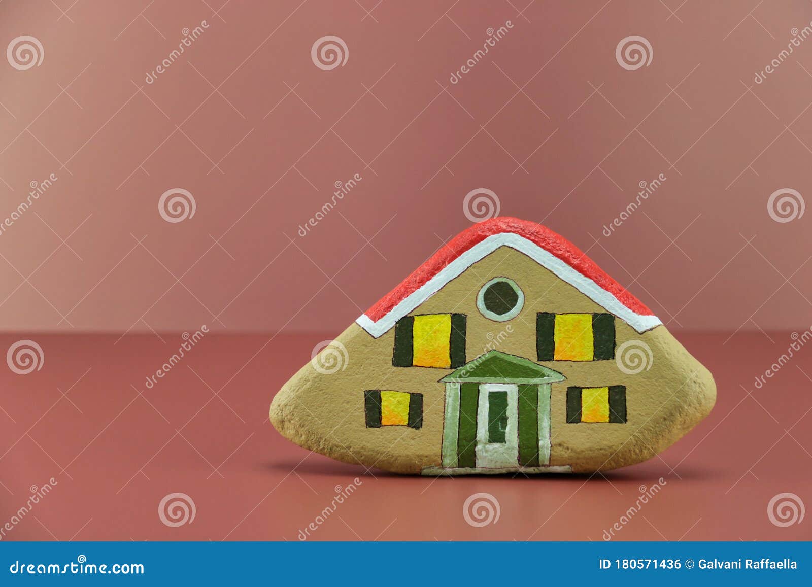 Stylized Home Painted on a River Stone Stock Photo - Image of acrylic ...