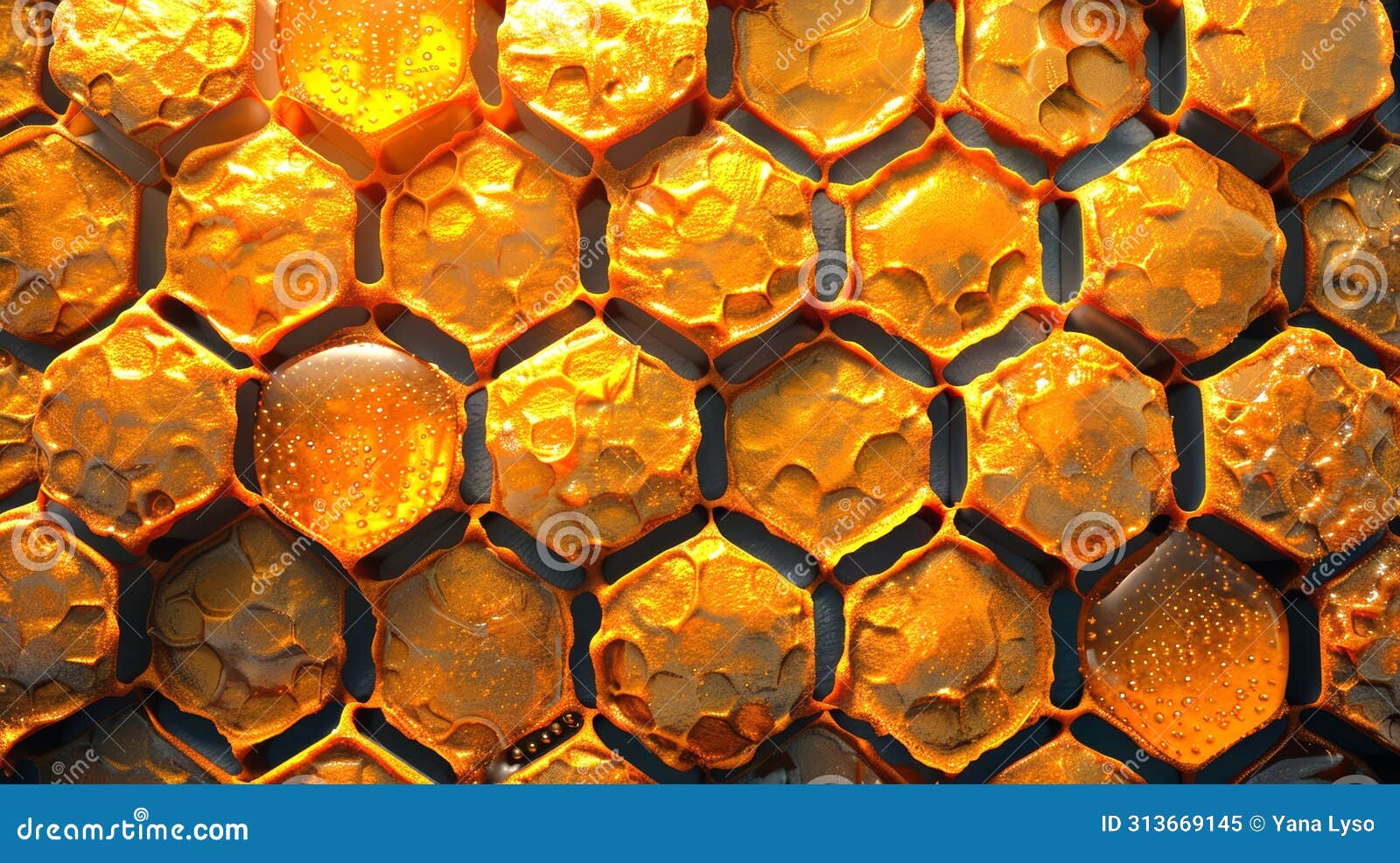 Stylized Honeycomb Pattern with Honey. Hexagonal Beeswax Structure ...